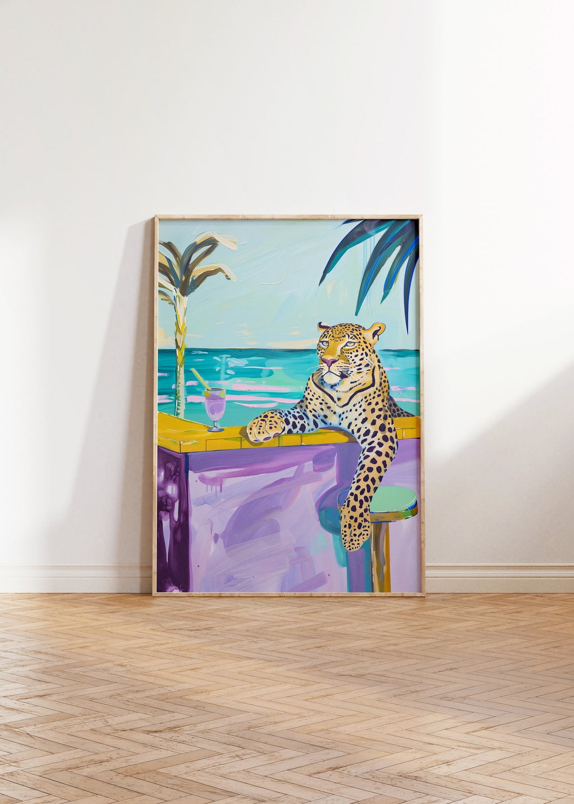 Leopard Wall Art, Colorful Leopard Livingroom Poster, Trendy Dopamine ...