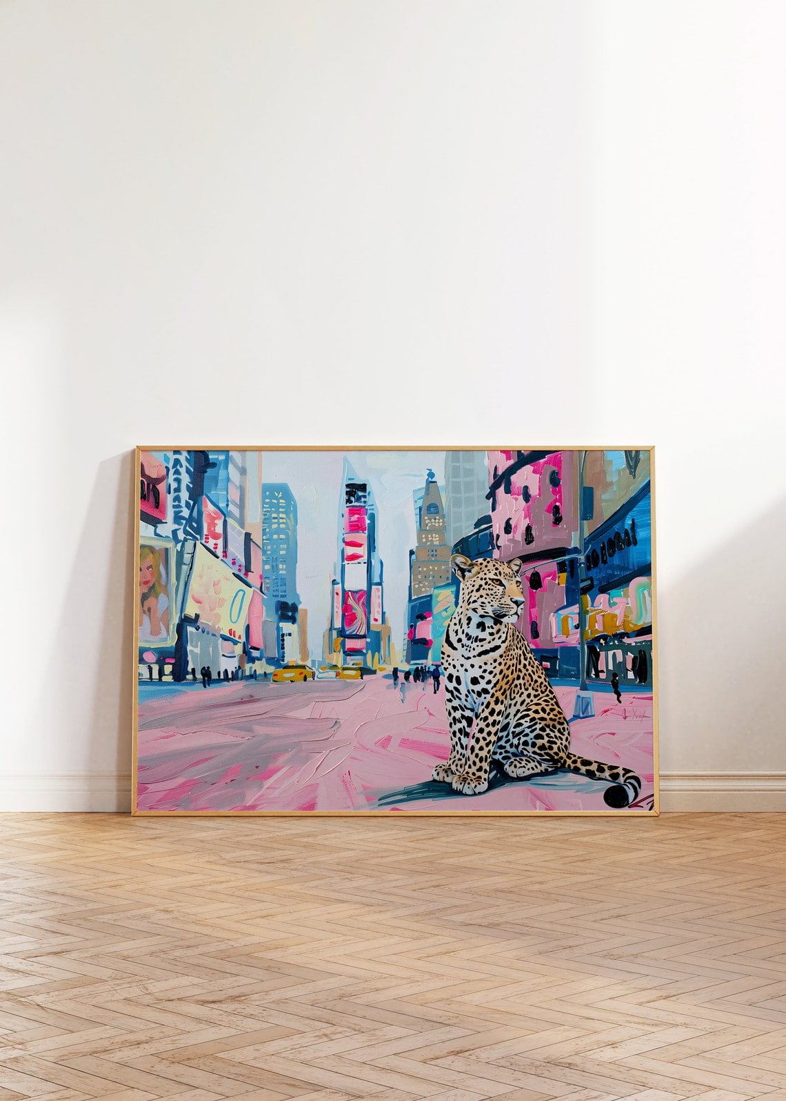 Leopard Wall Art, Colorful Leopard New York Times Square, Trendy ...