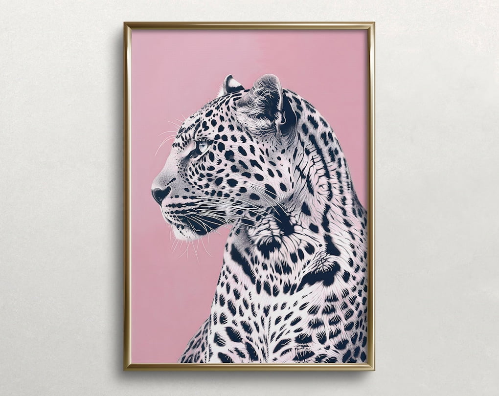 Leopard Wall Art Pink Wall Art Cheetah Wall Art Pink Leopard Art Safari ...