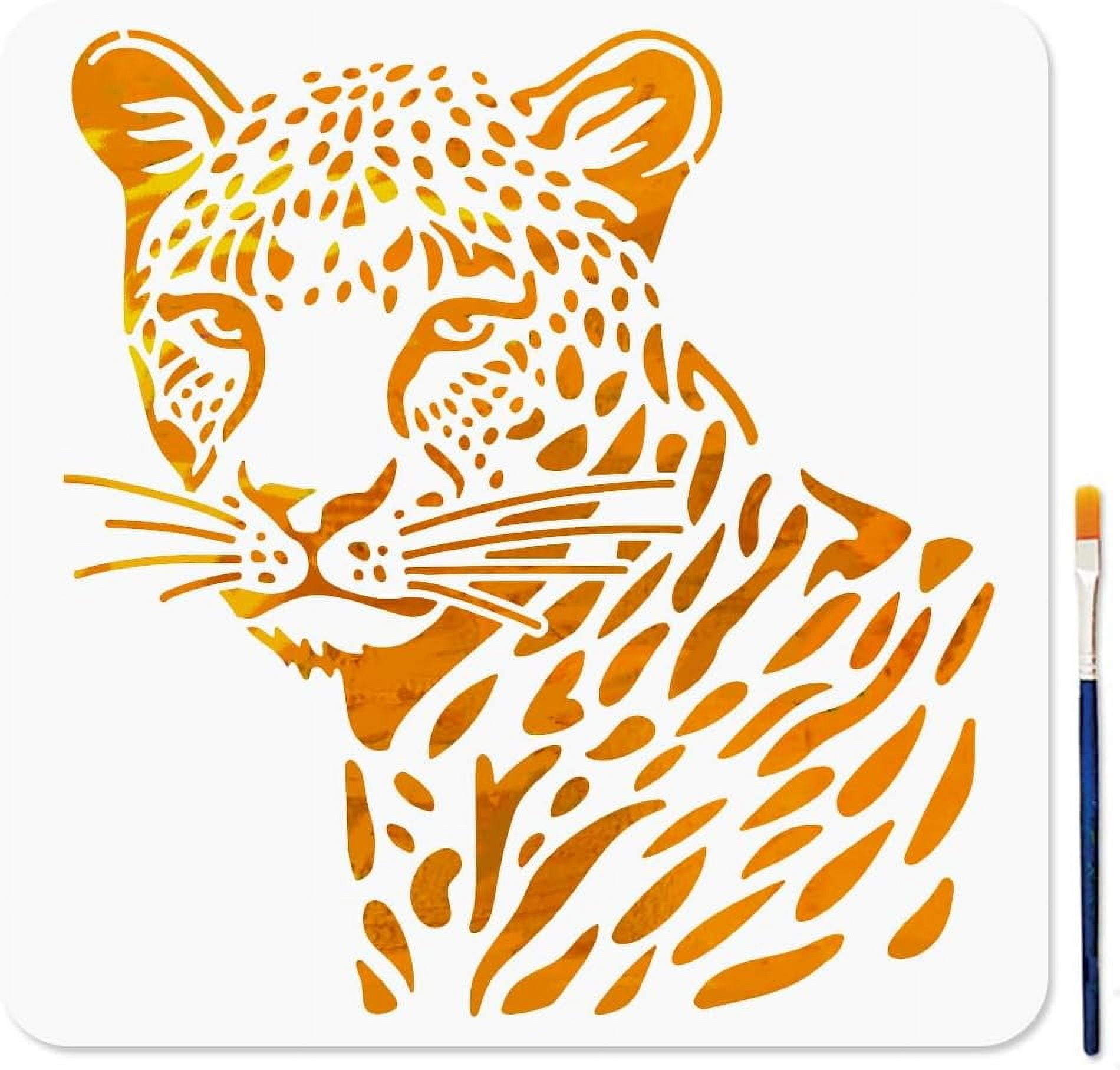 Leopard Wildlife Template 11.8x11.8inch Spotted Leopard Reusable ...