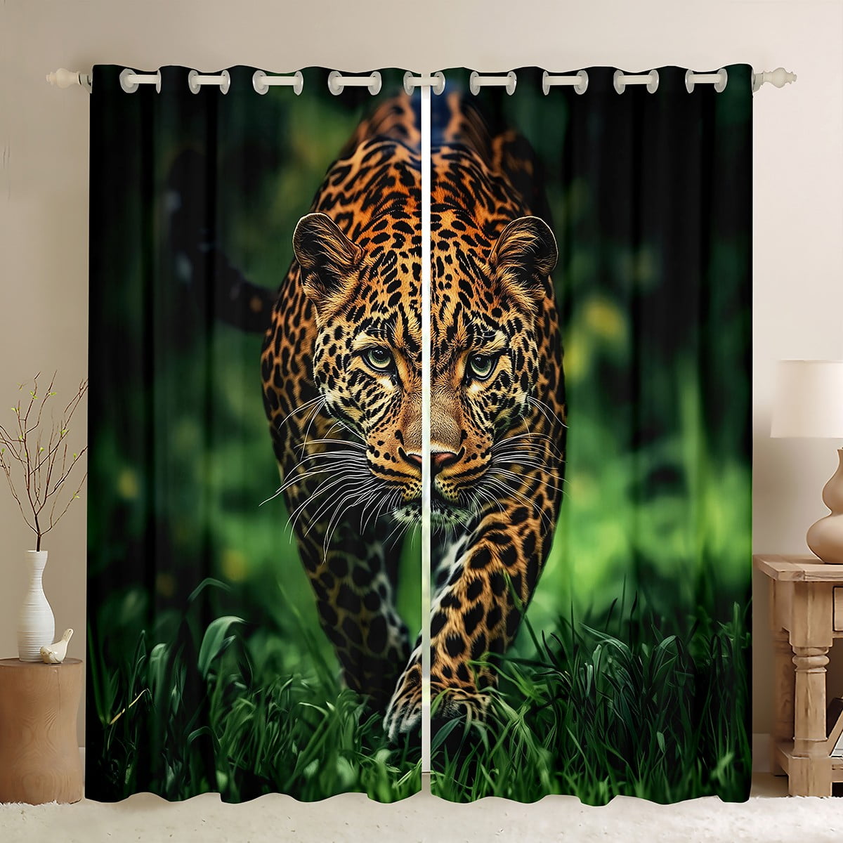 Leopard Window Curtain,Wild Animal Cheetah Brown Leopard Print Curtain ...