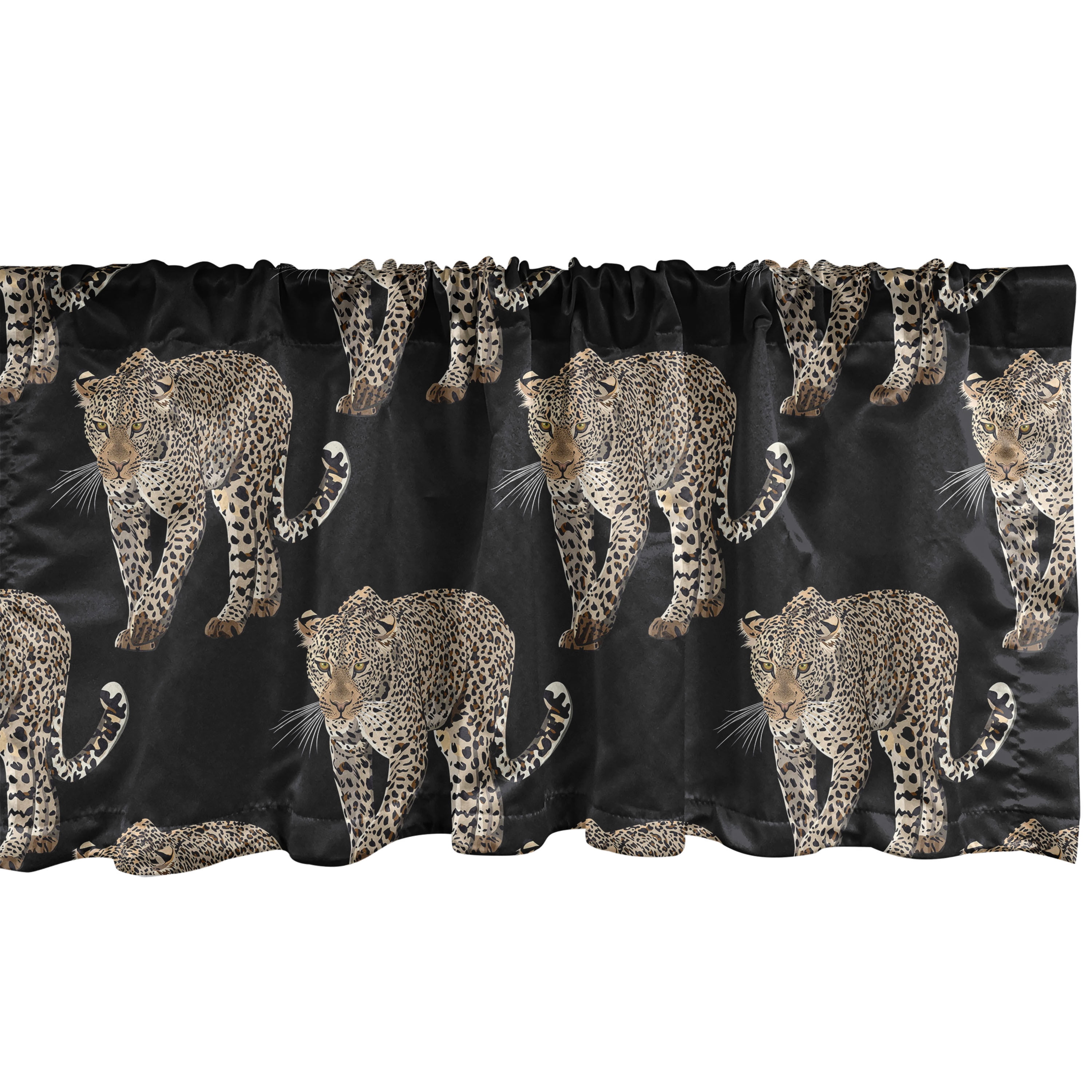 Leopard Window Valance, Nature Inspired Wild Kitten Illustration on ...