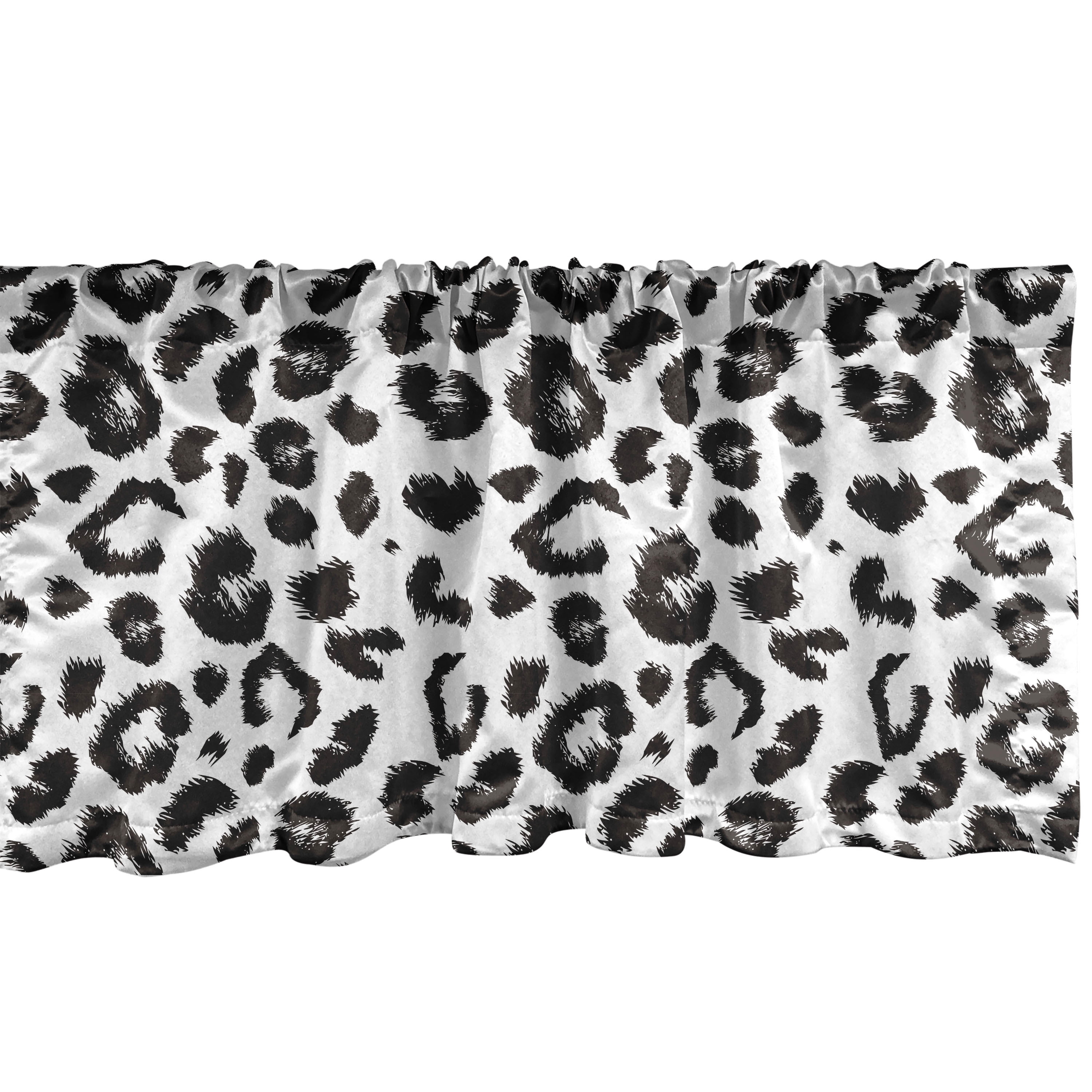 Ambesonne Leopard Valance Pack of 2, Monochrome Sketchy Print, 42"X18 ...