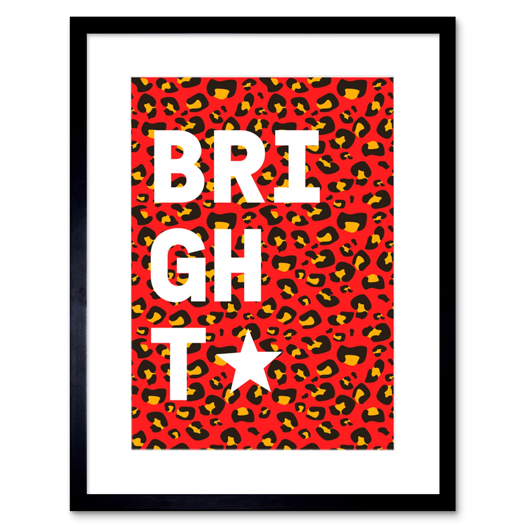 Leopard Words Bright Framed Wall Art Print - Walmart.com