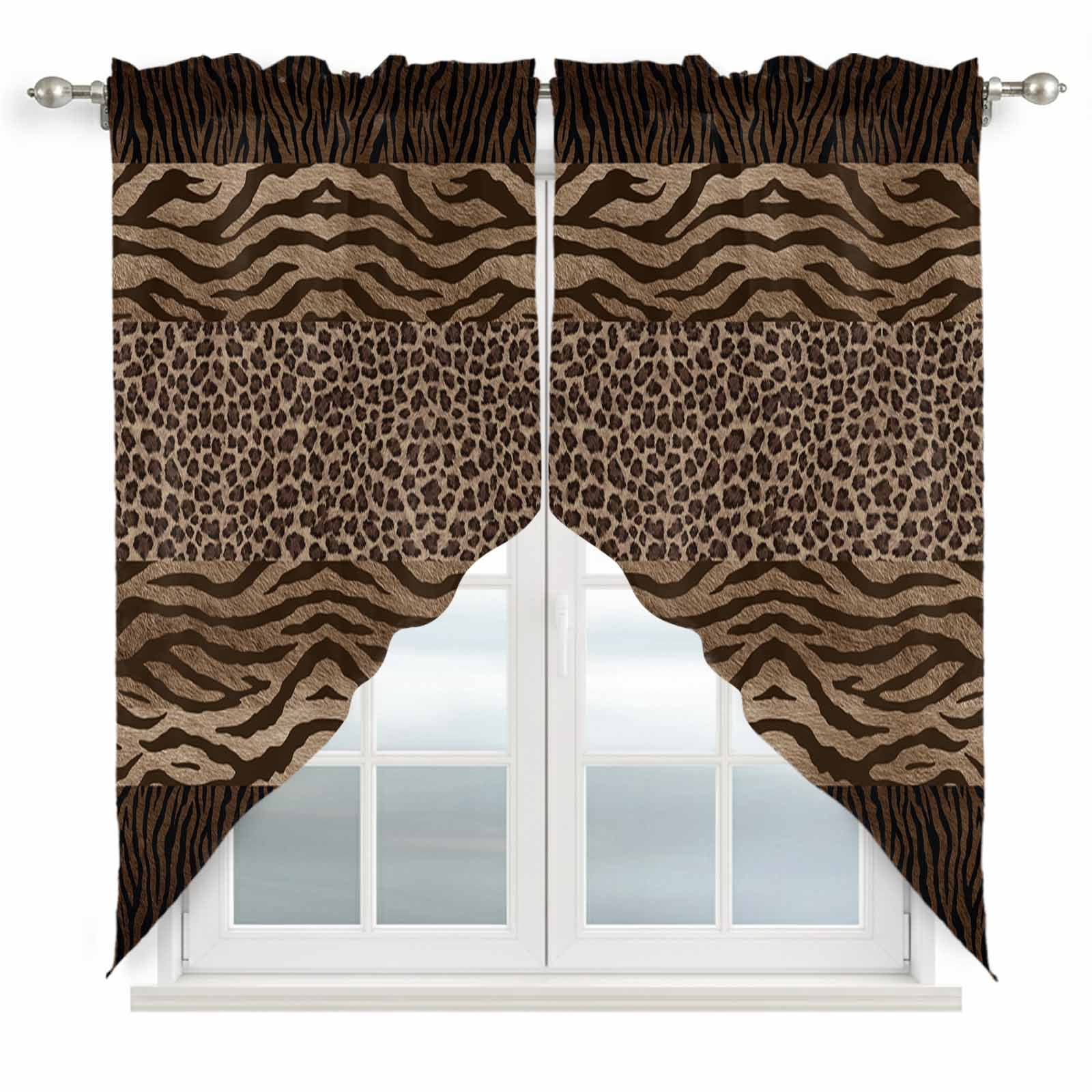 Leopard Zebra Print Swag Valances for Windows, Kitchen Curtains 36 Inch ...