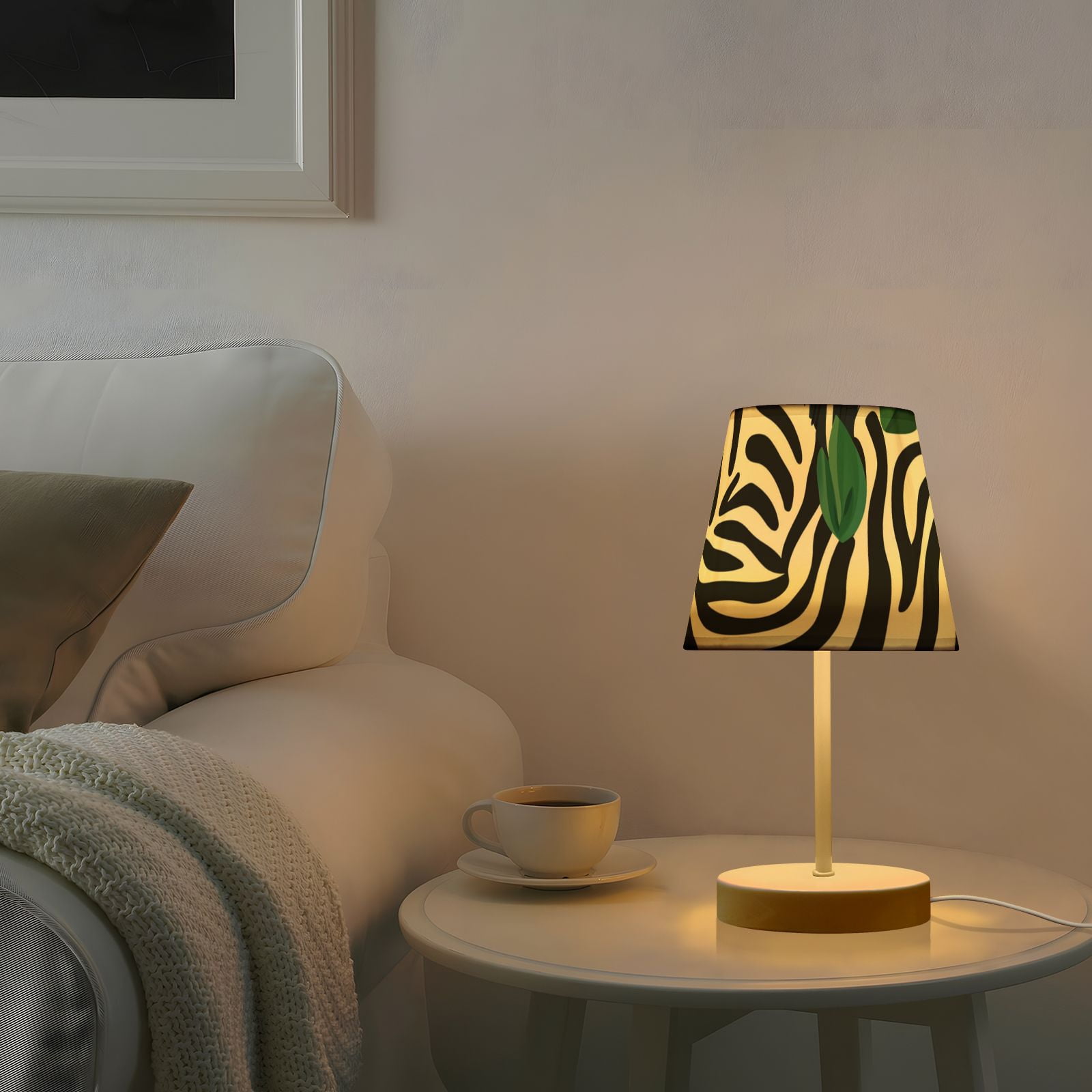 Leopard Zebra Stripes Leaves Desk Lamp 3 Color Modes LED Table Lamp ...
