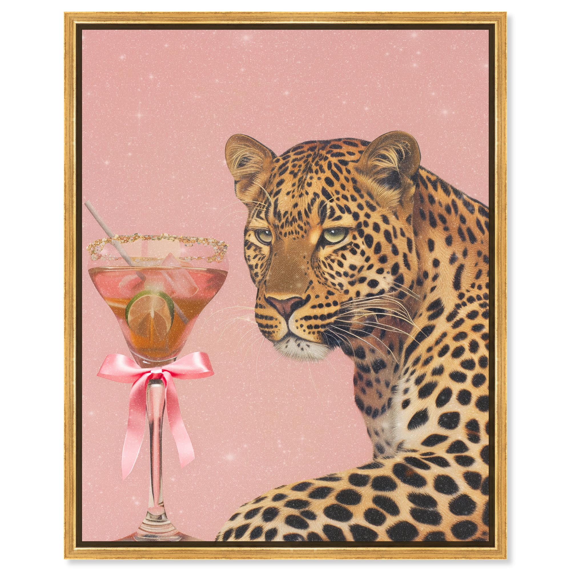Leopard and Drink Canvas Tiger Glam Wall Art by Art Remedy, Gold Frame ...