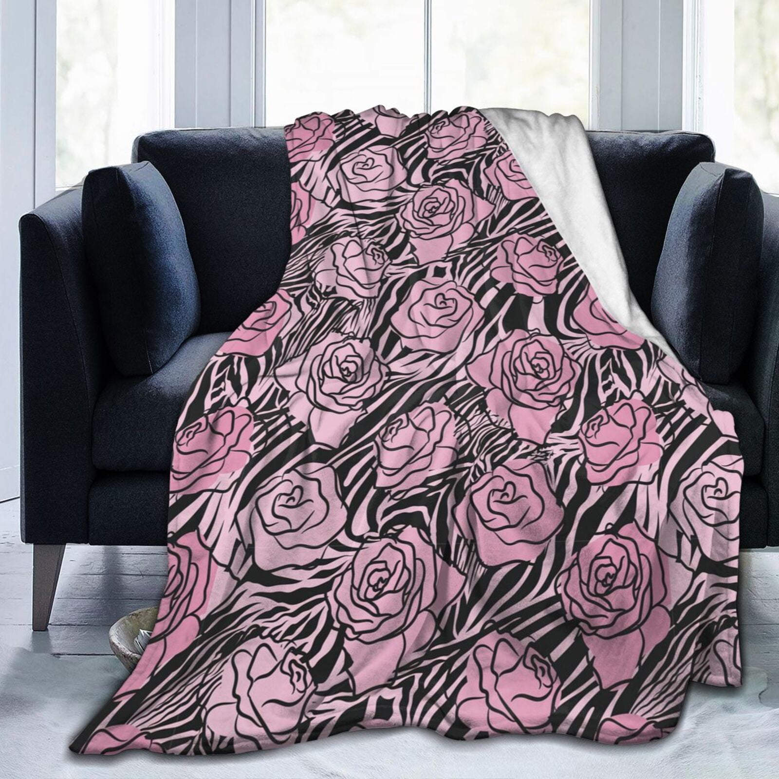 Leopard and Roses Flowers Pattern Throw Blanket Soft Cozy Warm Durable ...