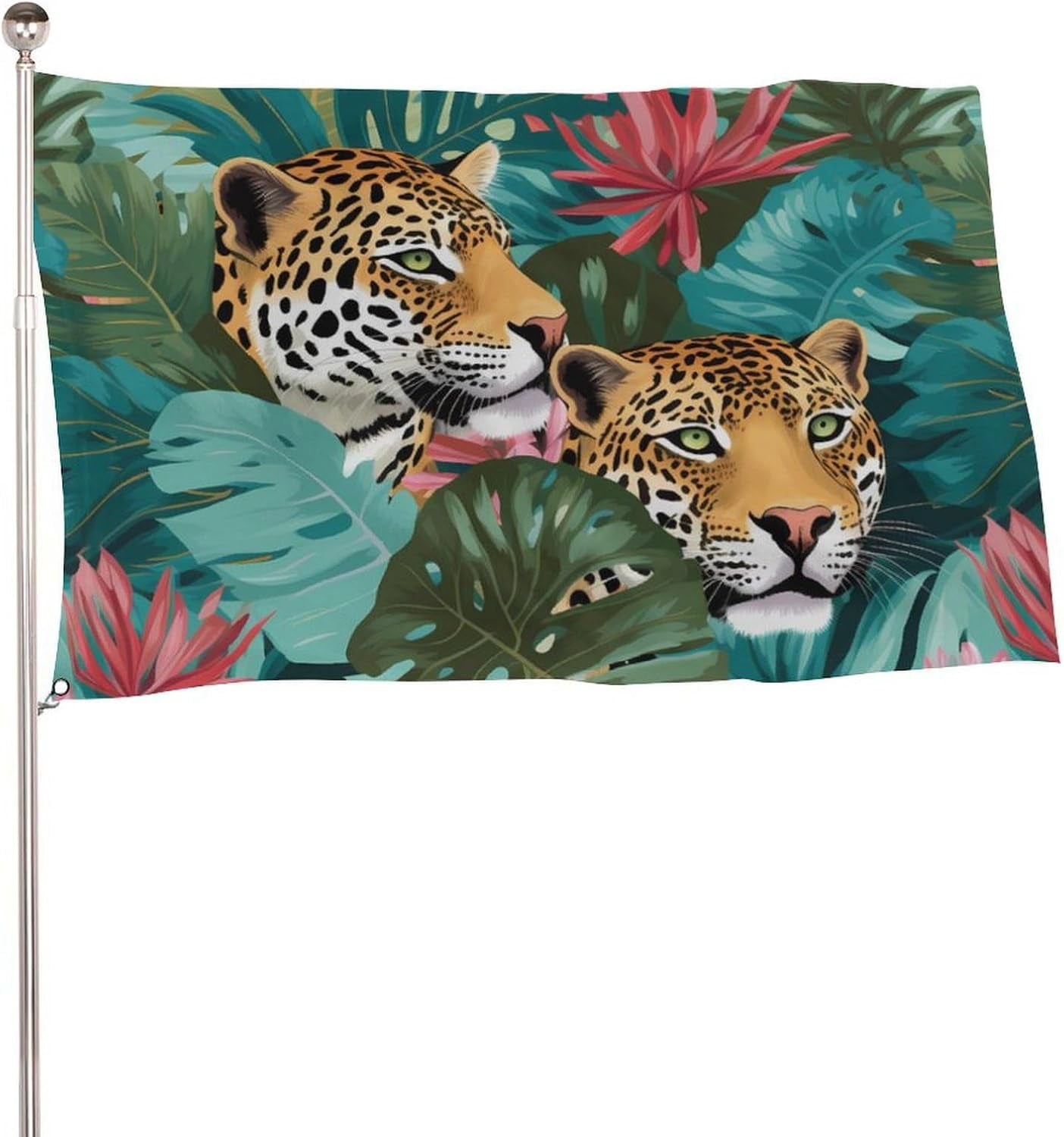 Leopard and Tropical Plants Printed Flag with 2 Brass Grommets Banner ...
