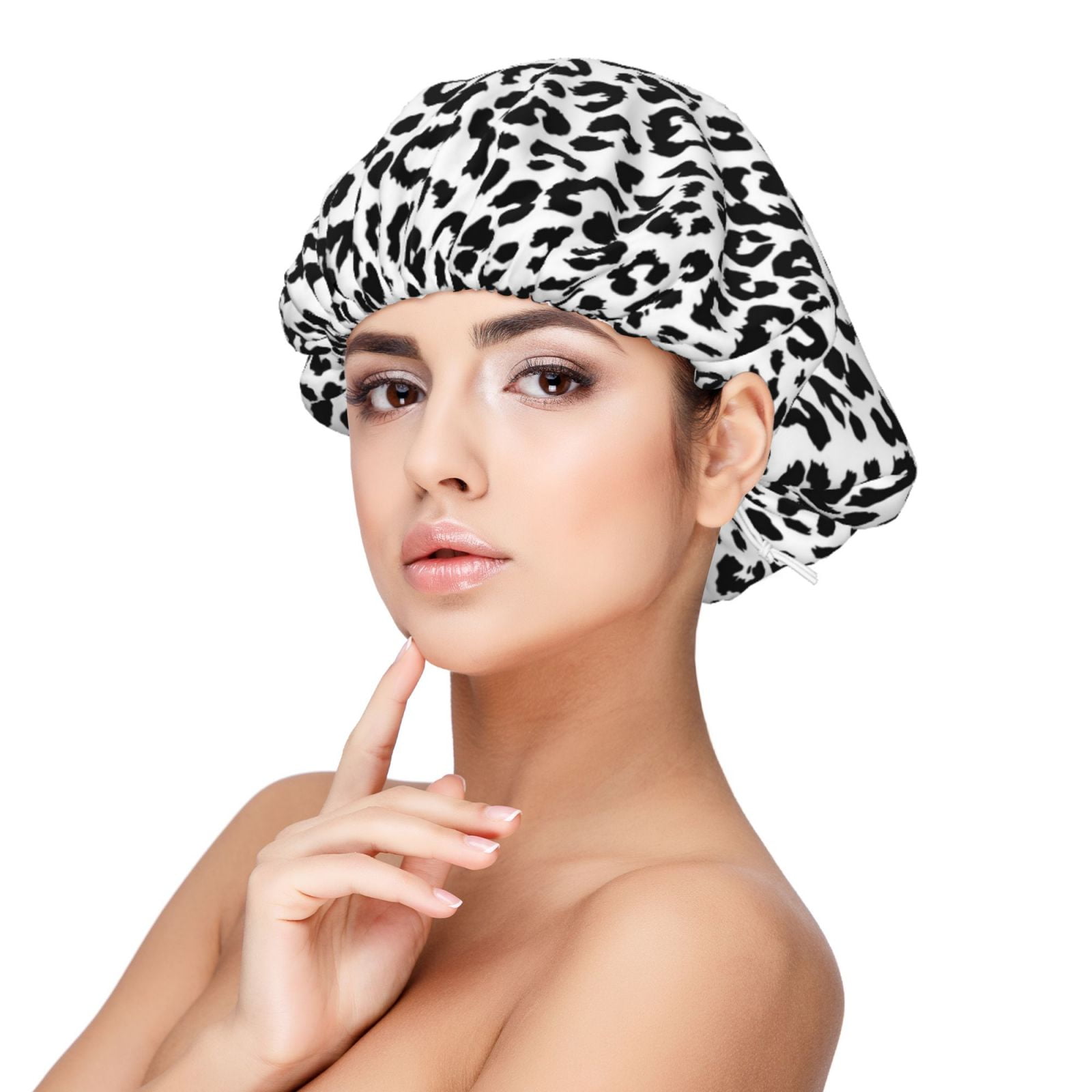 Leopard black white texture Silk Bonnet for Sleeping Women Men ...