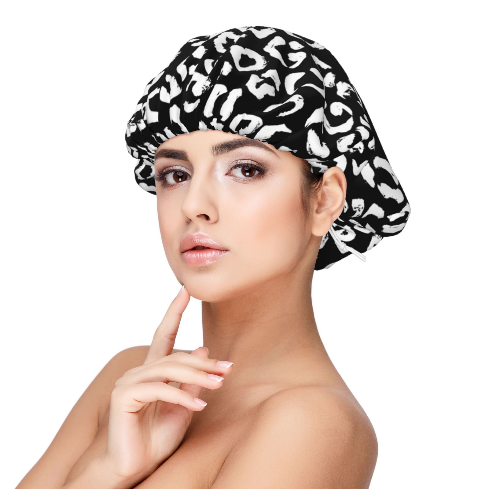 Leopard cool black white print Silk Bonnet for Sleeping Women Men ...
