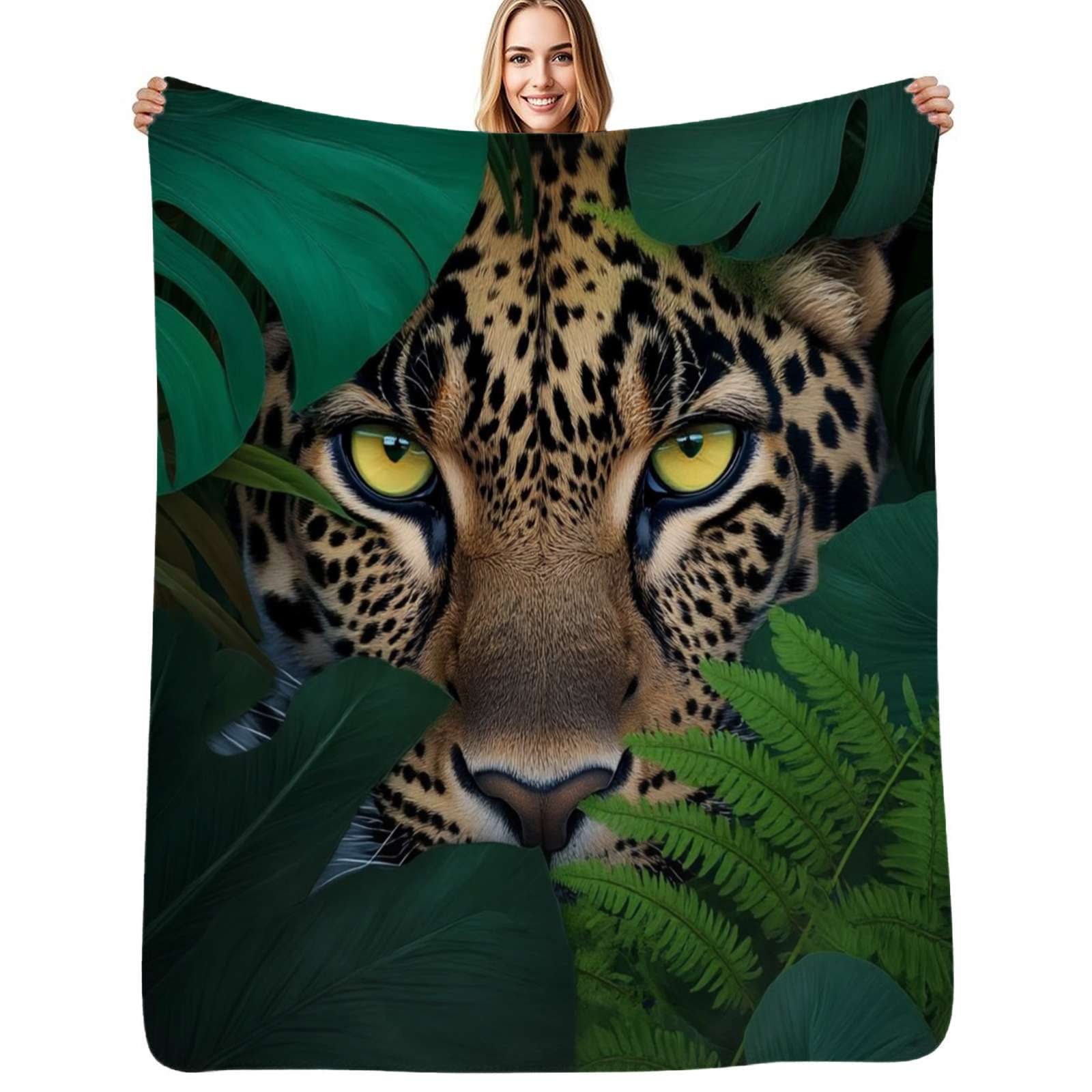 Leopard hidden jungle foliage eyes Flannel Blankets Soft Warm Throw Blanket Autumn Camping ...