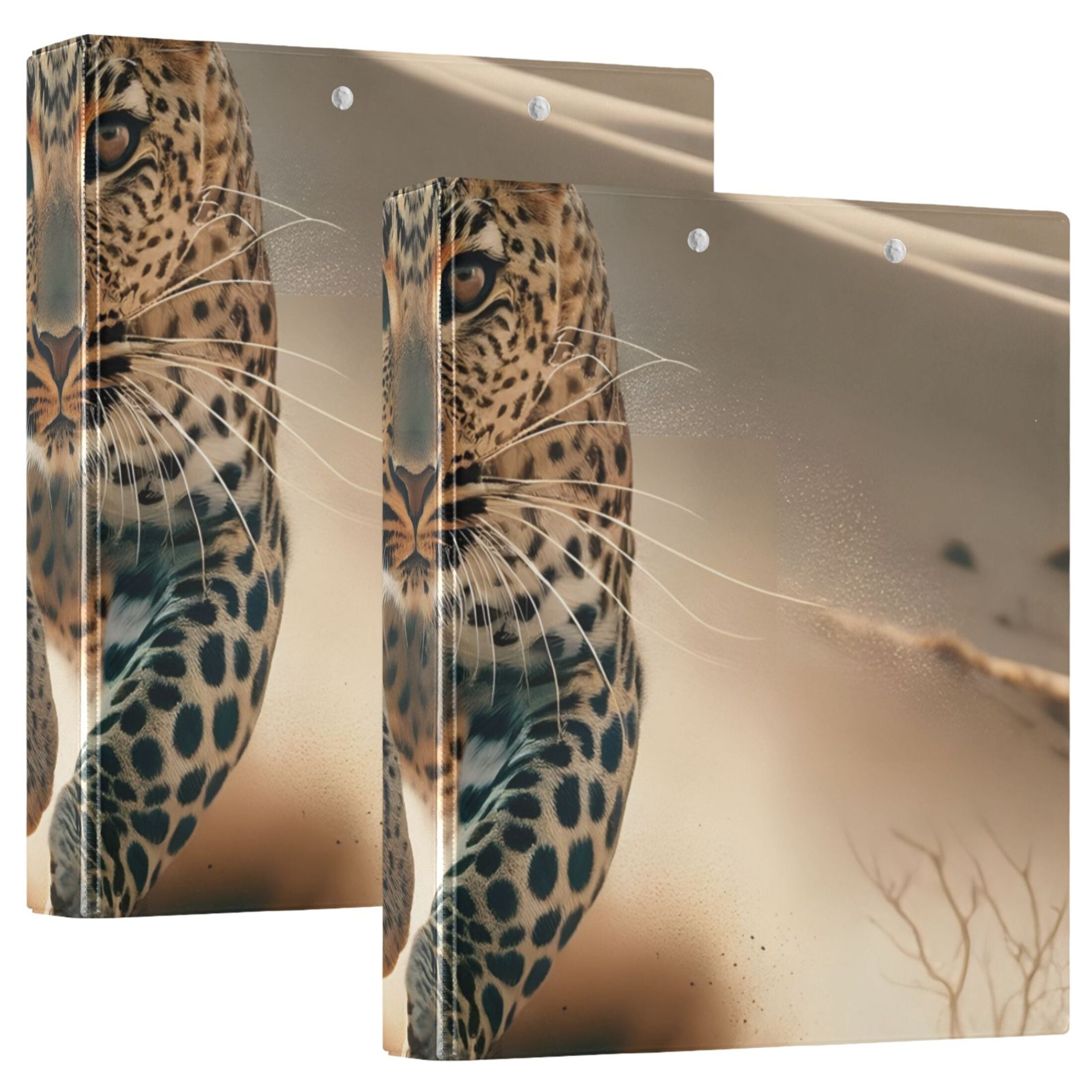 Leopard in Desert 3 Ring Binders 1.5 inch Hardcover File Folders with ...