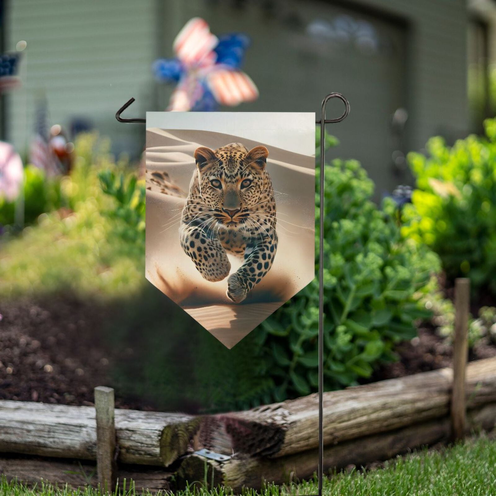 Leopard in Desert Garden Flag 18" x 12.5" Double Sided Yard Lawn ...