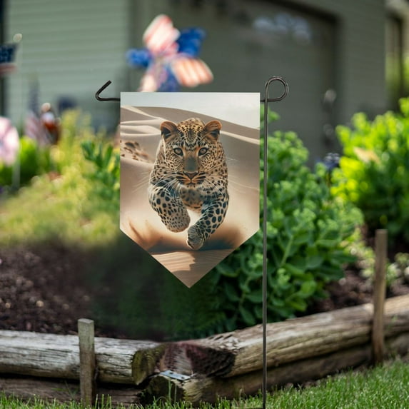 Leopard in Desert Garden Flag 18" x 12.5" Double Sided Yard Lawn ...