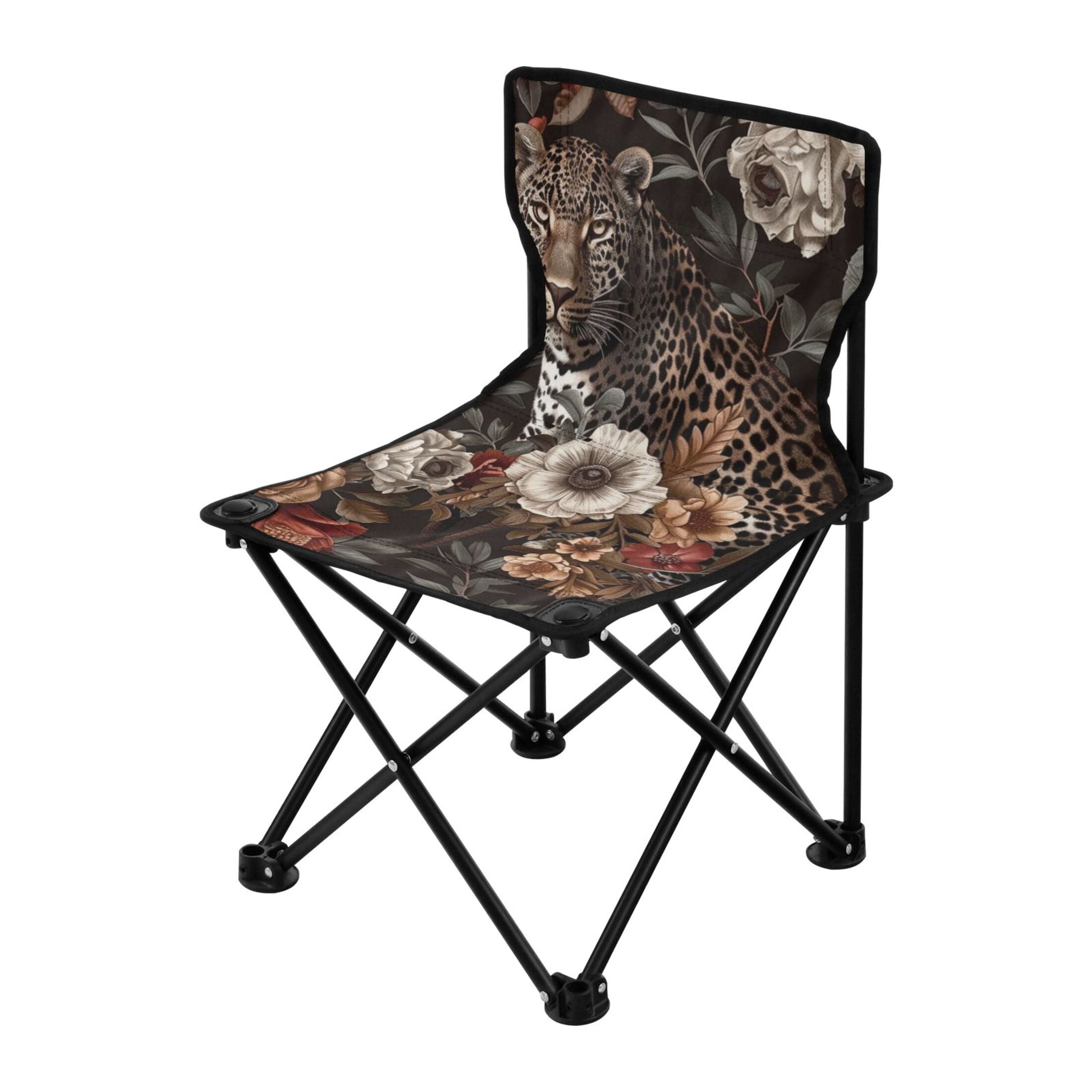 Leopard in Flowers Portable Camping Chair Small for Kids Outdoor ...
