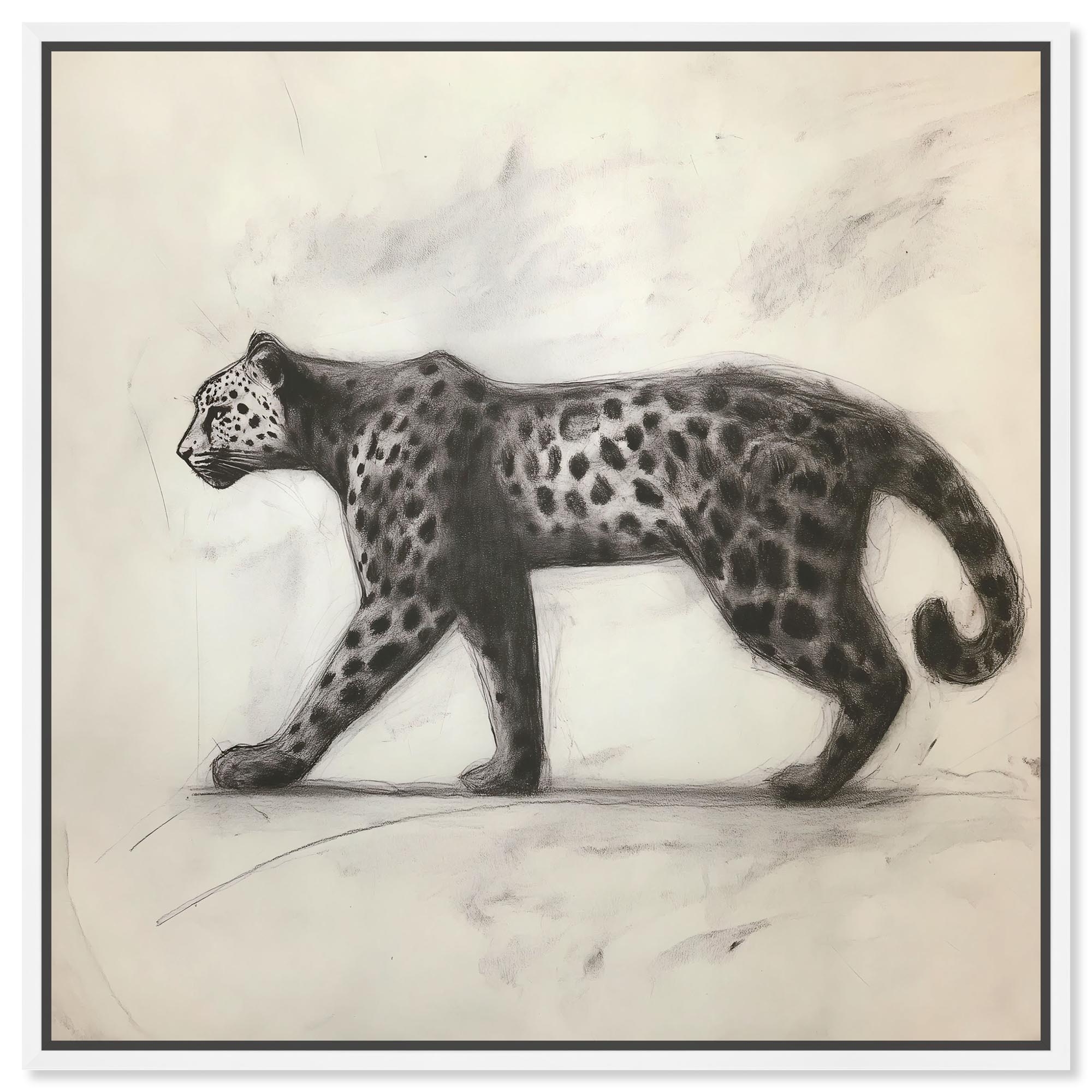 Leopard in Motion Canvas Animal Art Prints by Art Remedy, White Frame ...
