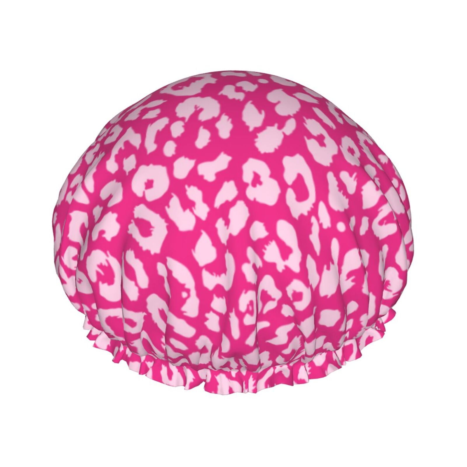 Leopard pink Shower Cap, Reusable Bath Hair Hat for all Hair Lengths ...