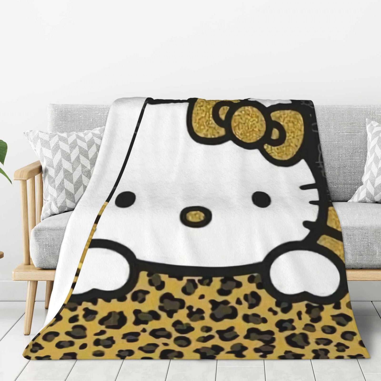 Leopard print Hello Kitty Blanket,Throw Blanket for Kids and Adults ...