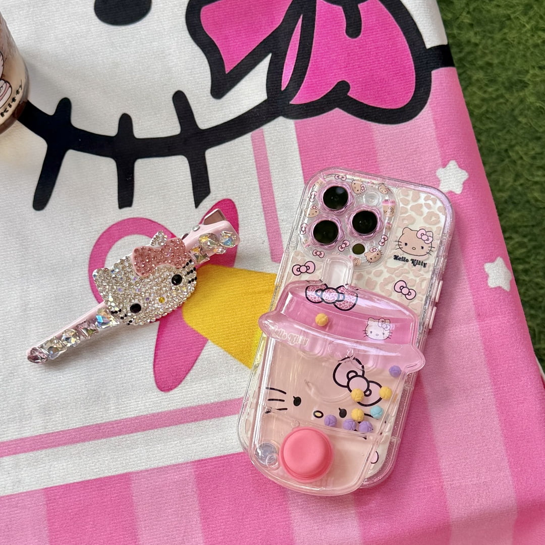 Leopard print Hello Kitty Fun 3D Cute Milk tea Flowing Bead Game ...