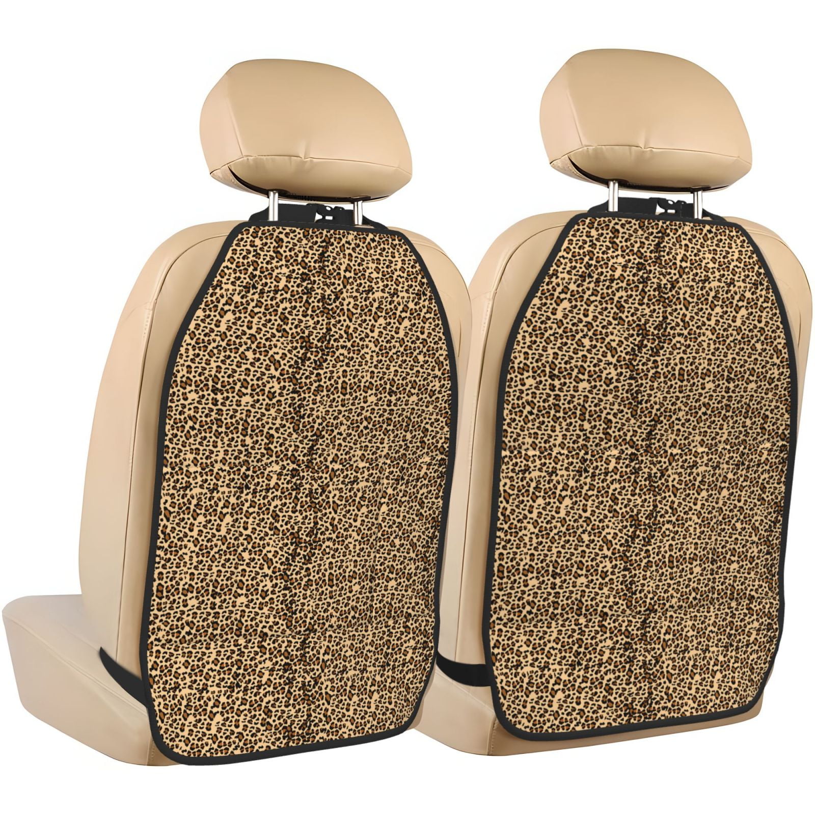 Leopard print brown Backseat Car Organizer, 2 Pack Kick Mats Back Seat ...