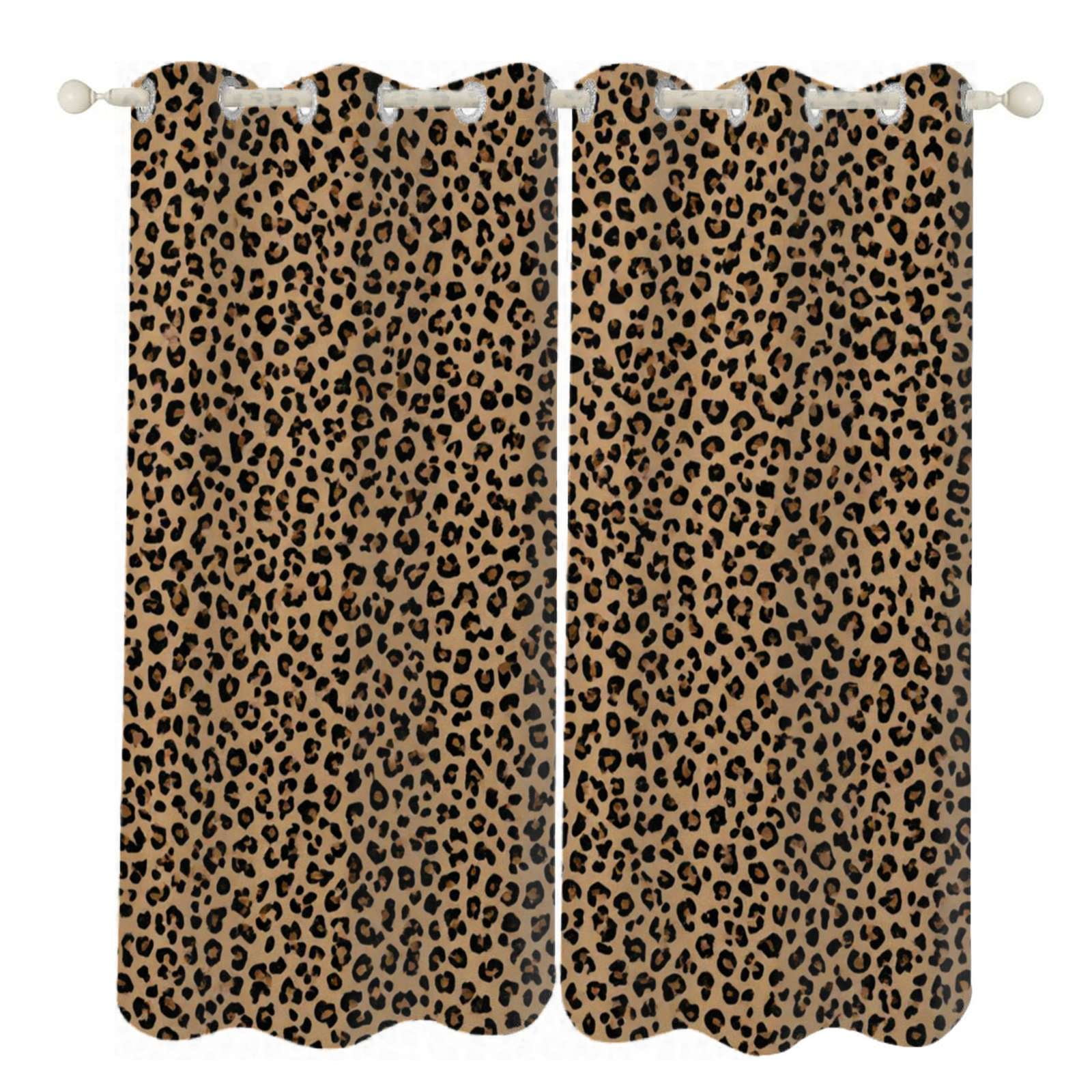 Leopard print brown black spots Sunshade Curtains Home Bedroom Living ...
