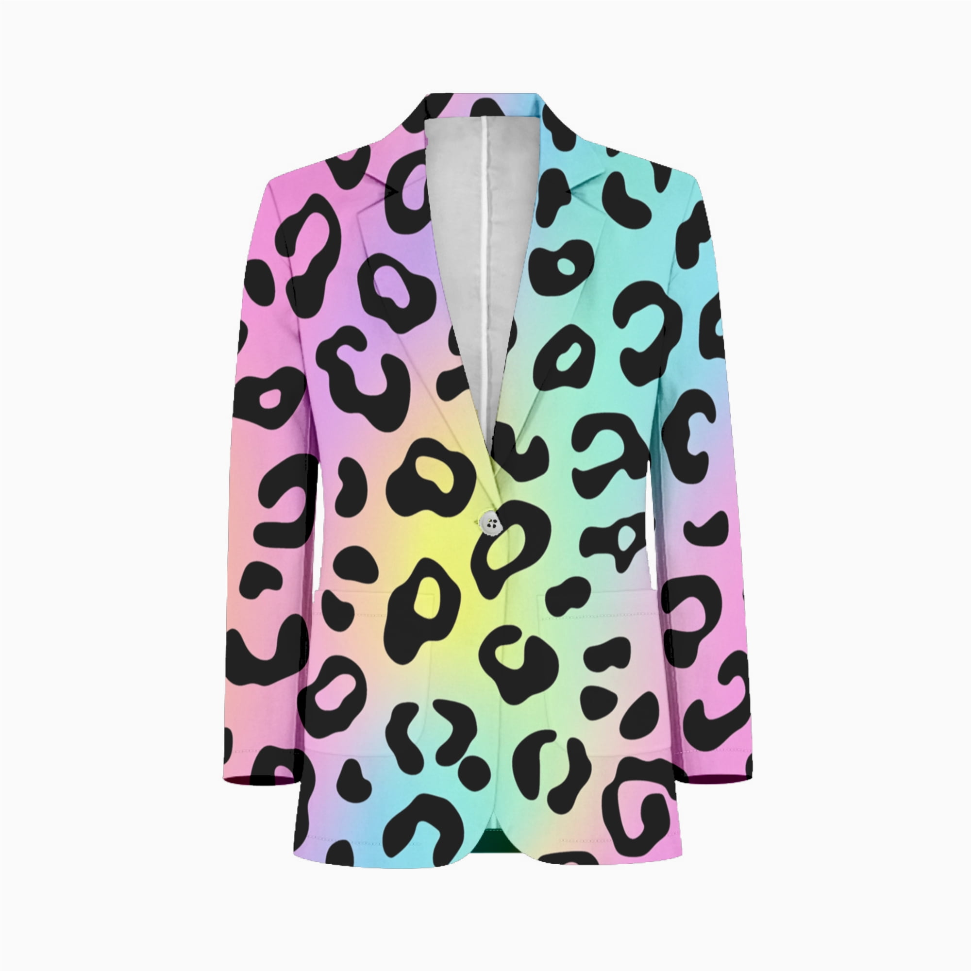 Leopard print pattern rainbow colors Mens Suits Shawl Collar Slim Fit ...