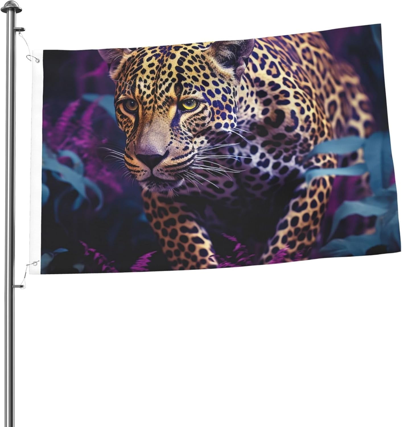 Leopard on purple background Garden Flags Holiday Banner with Brass ...