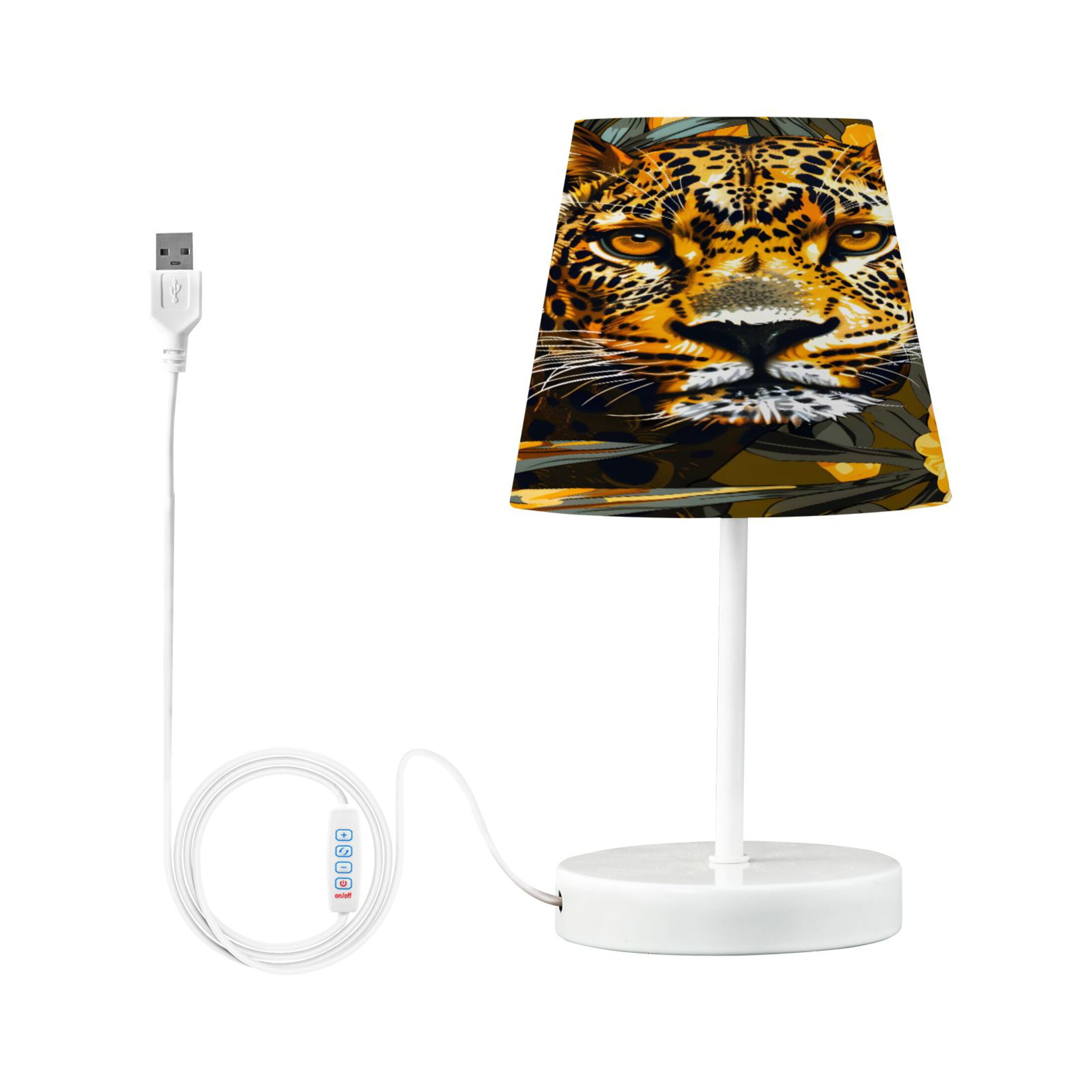 Leopard with Leaf and Flower Desk Lamp LED Table Nightstand Lamps with ...