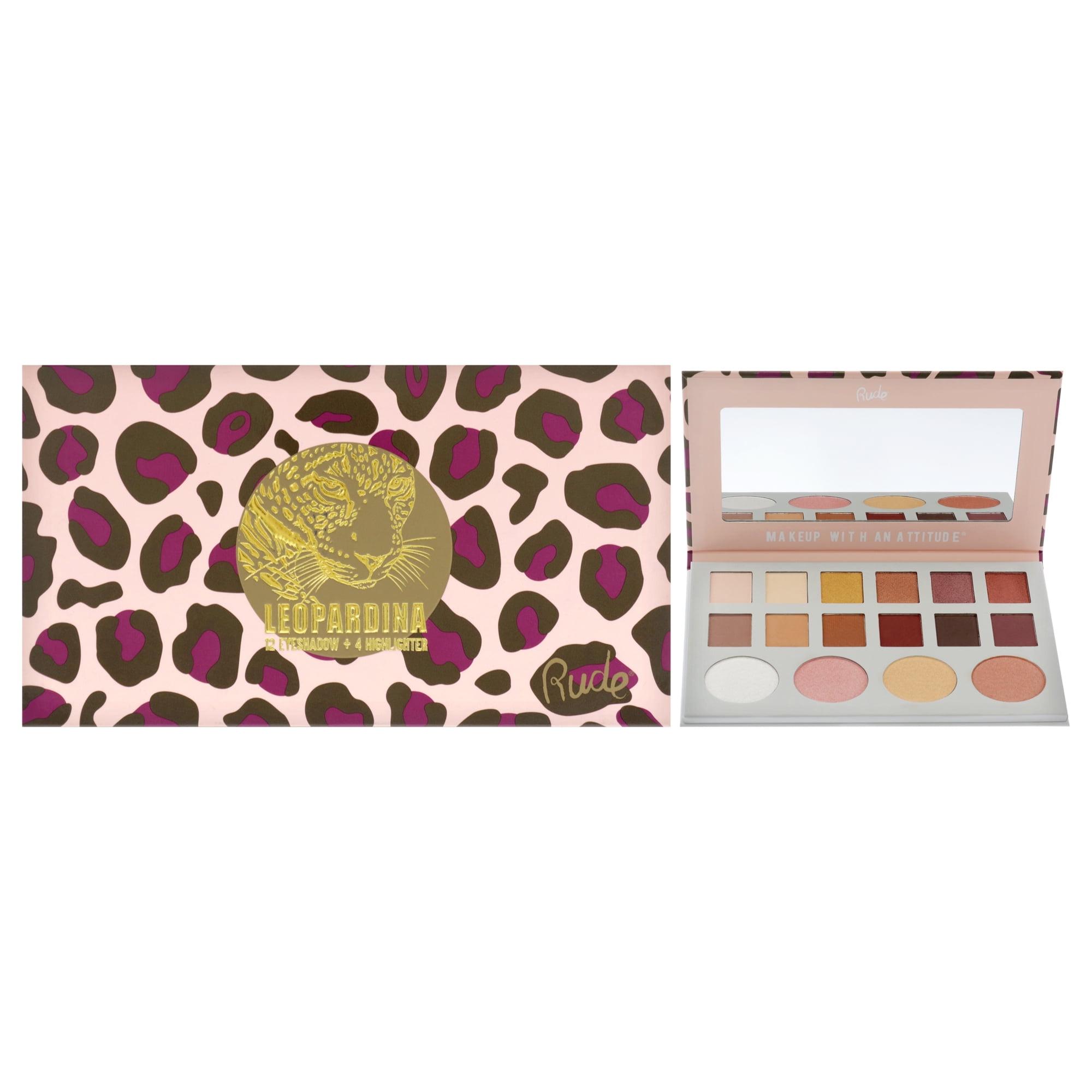 RUDE COSMETICS Leopardina 12 Eyeshadow + 4 Highlighter Palette ...