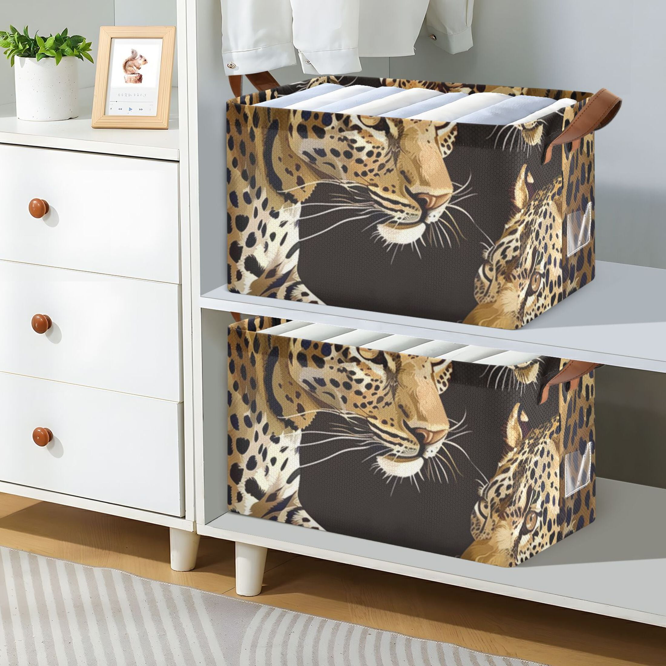 Leopards Foldable Storage Large Fabric Storage Baskets Organizer ...