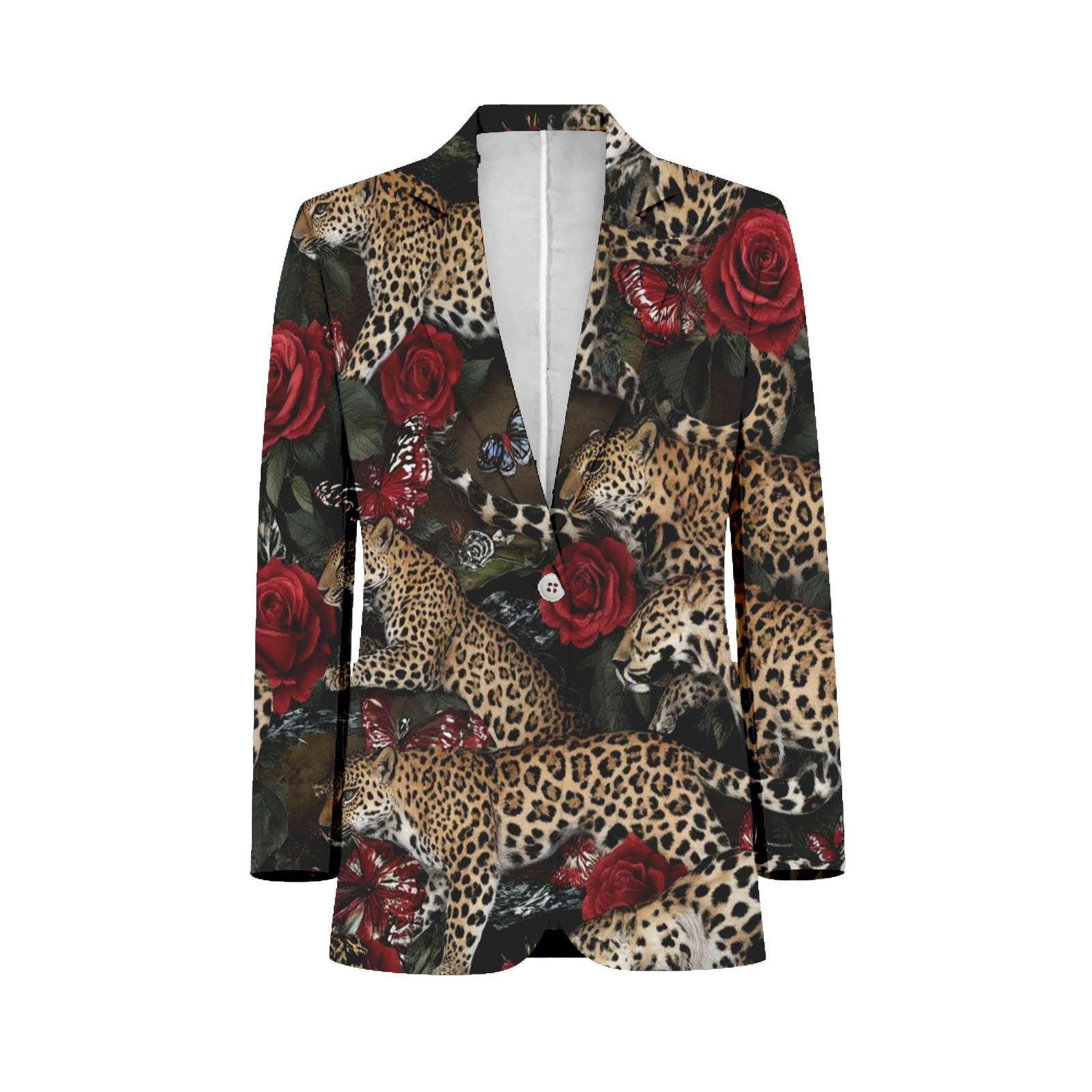 Leopards Roses Butterflies Jungle Print Customized Men's Suits full man ...