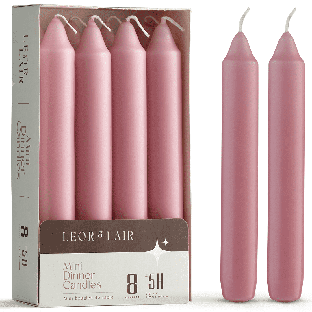 Leor & Lair Light Pink Candlesticks - Pack of 8 Dinner Candles for ...