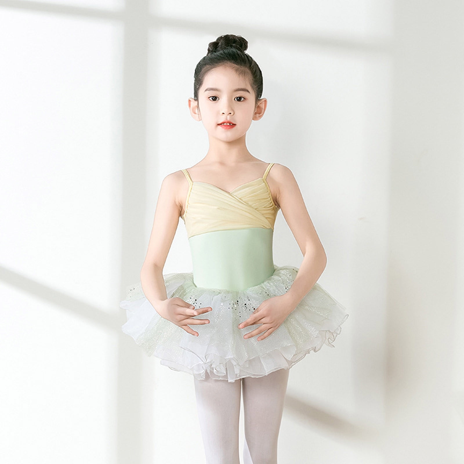 Leotards for Girls Ballerina Dance Color Block Suspenders Leotard ...