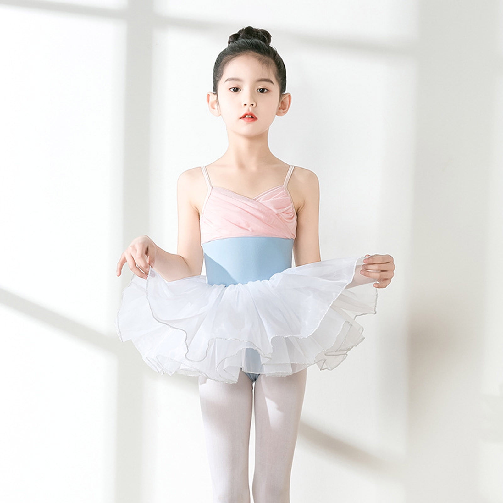 Leotards for Girls Ballerina Dance Color Block Suspenders Leotard ...