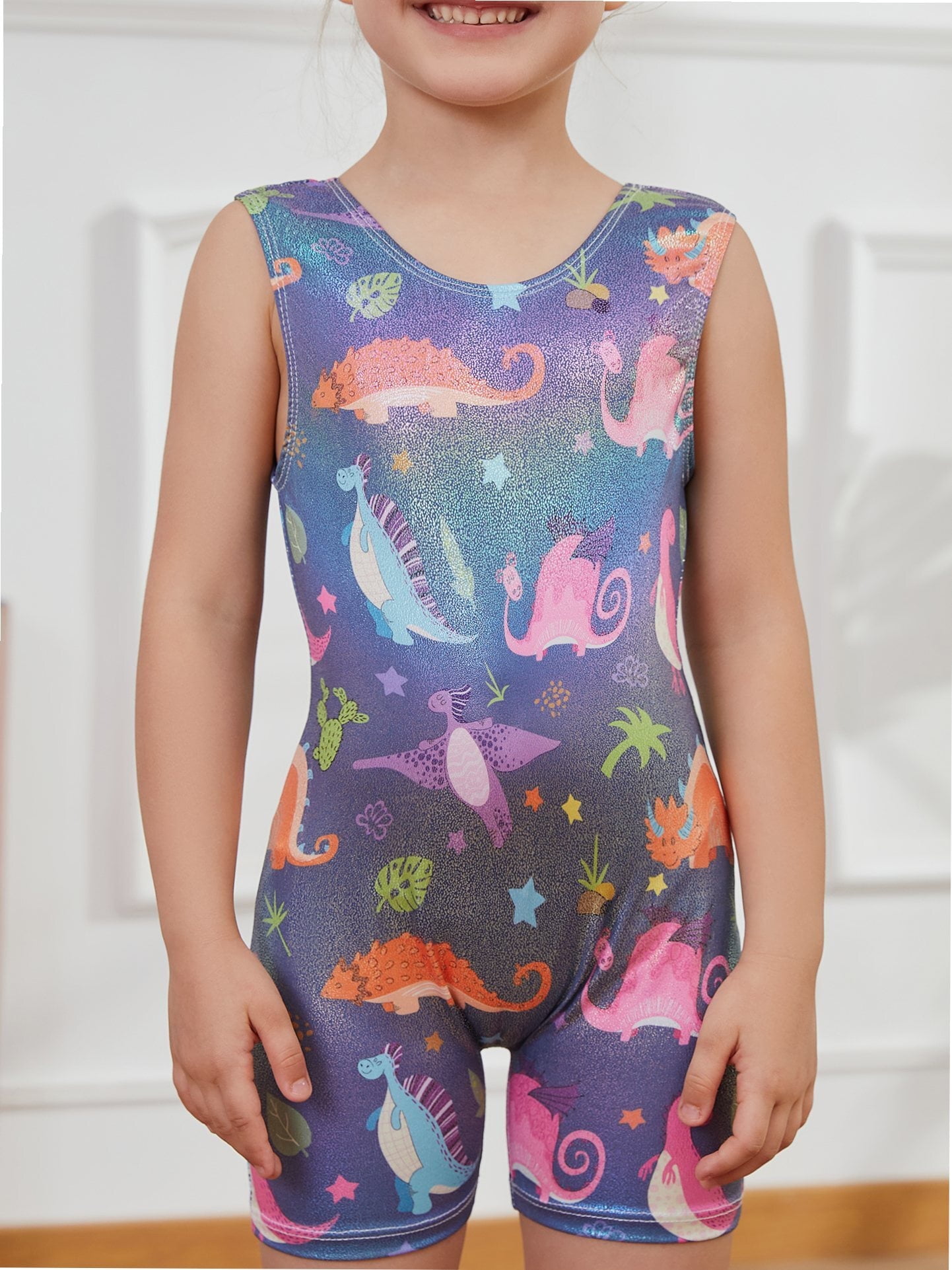 Leotards for Girls Gymnastics Dance Ballet Tank Sparkly Dinosaur ...