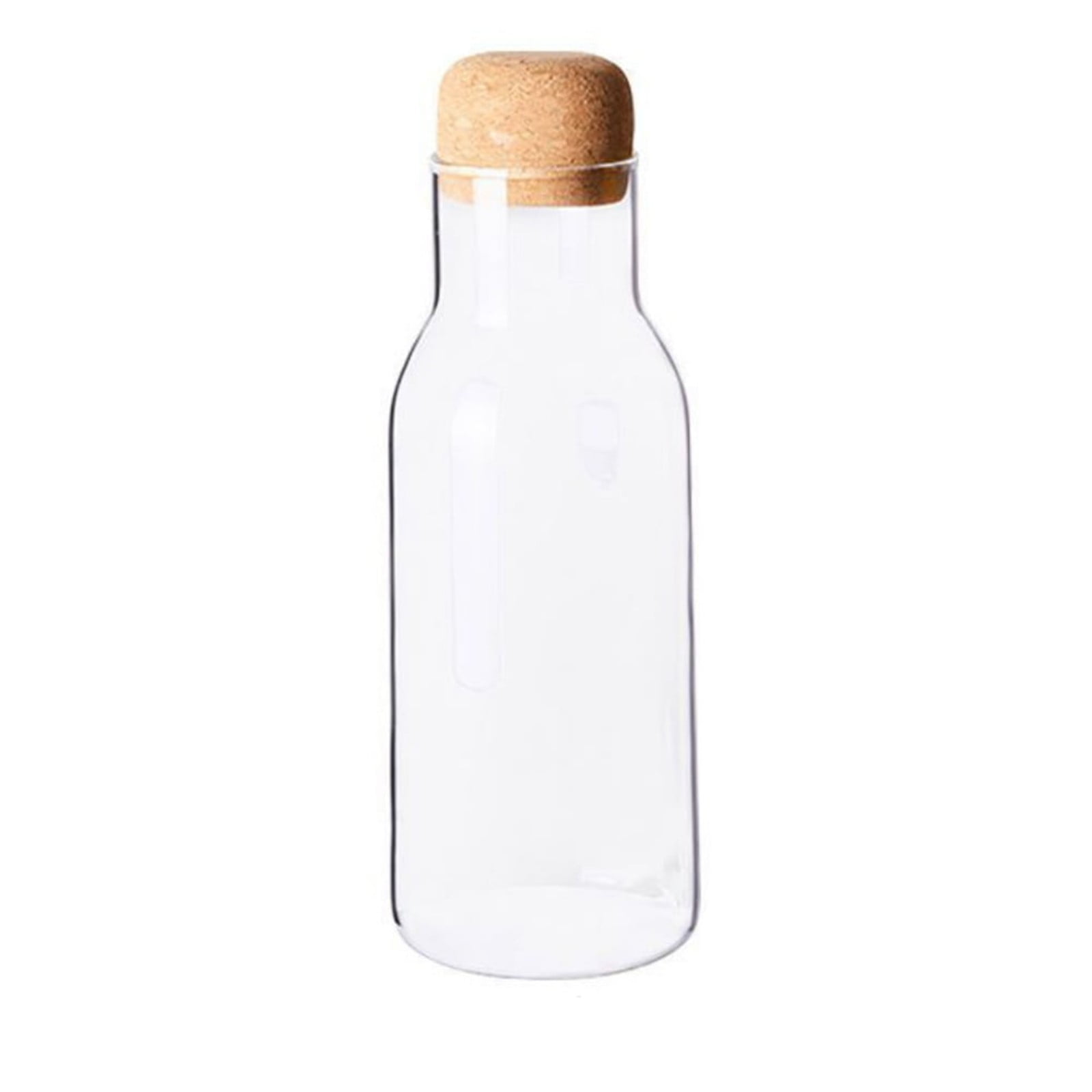 Leott Glass Bedside Water Bottle with Lid, Juice Milk Tea Beverage ...