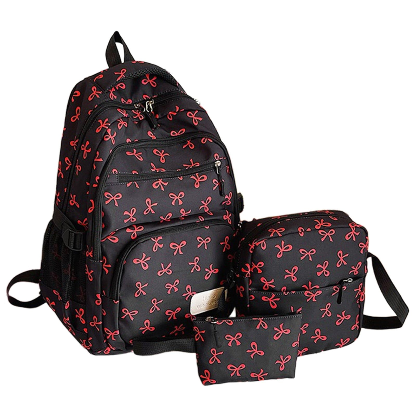 Leott Homes Bow Backpack for Women 3 Pcs Cute Backpack Nylon Aesthetic ...