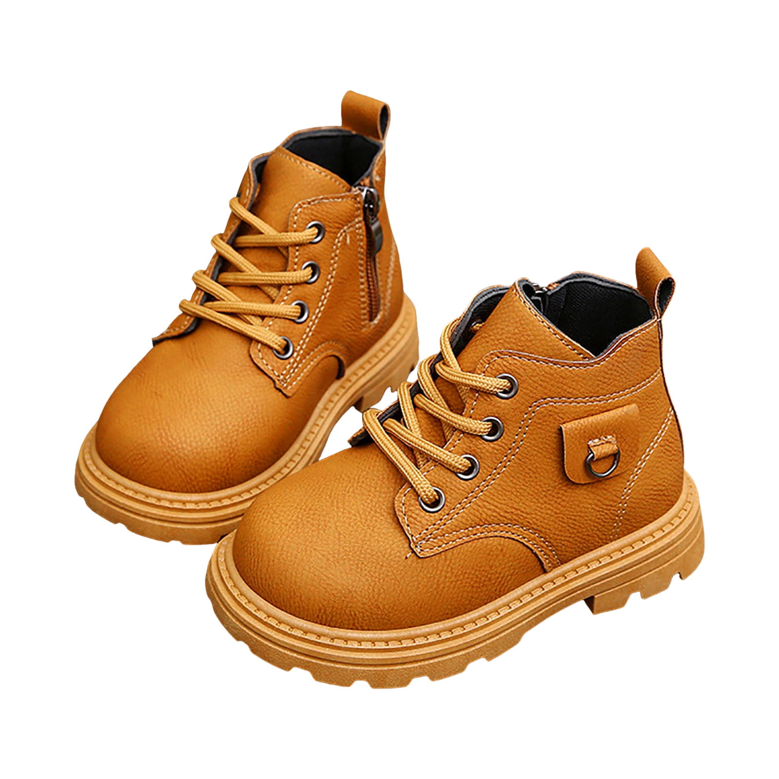 Leozcaa Boys Girls High Top Combat Ankle Boots Kids Waterproof PU ...