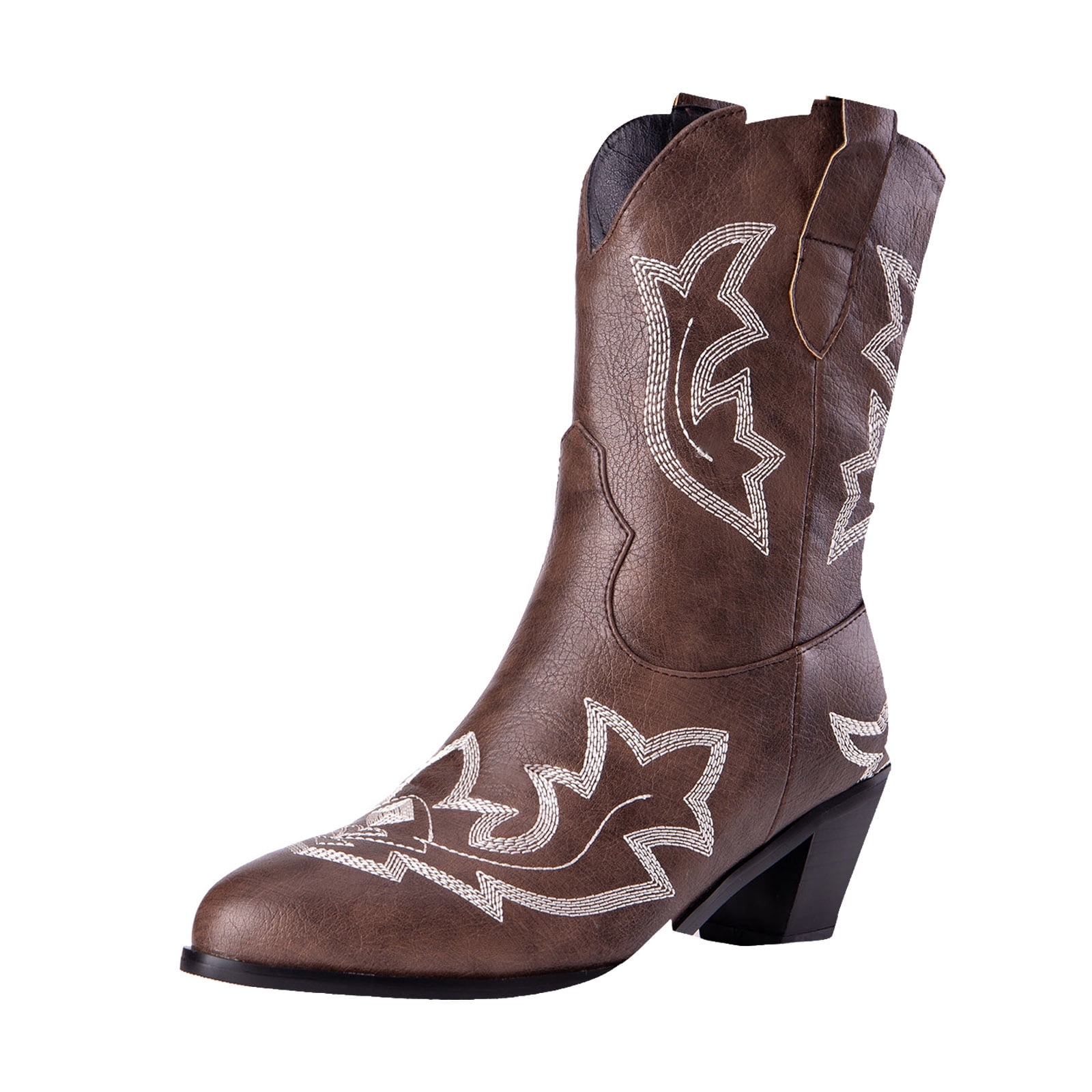 Leozcaa Cowboy Boots for Women Western Embroidered Cowgirl Boots ...