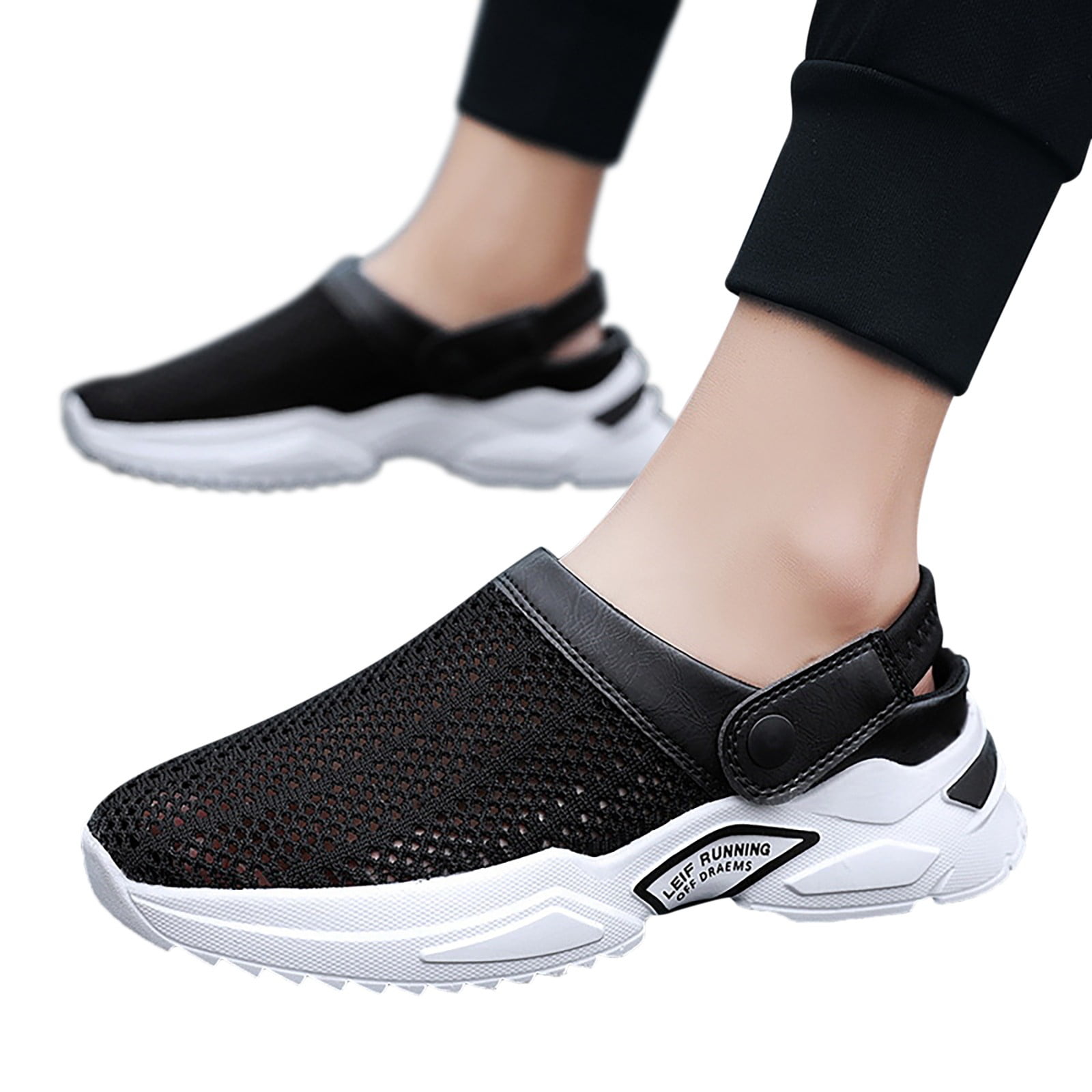 Leozcaa Men's Clogs Garden Shoes Mesh Slip On Mules Sandals Breathable ...