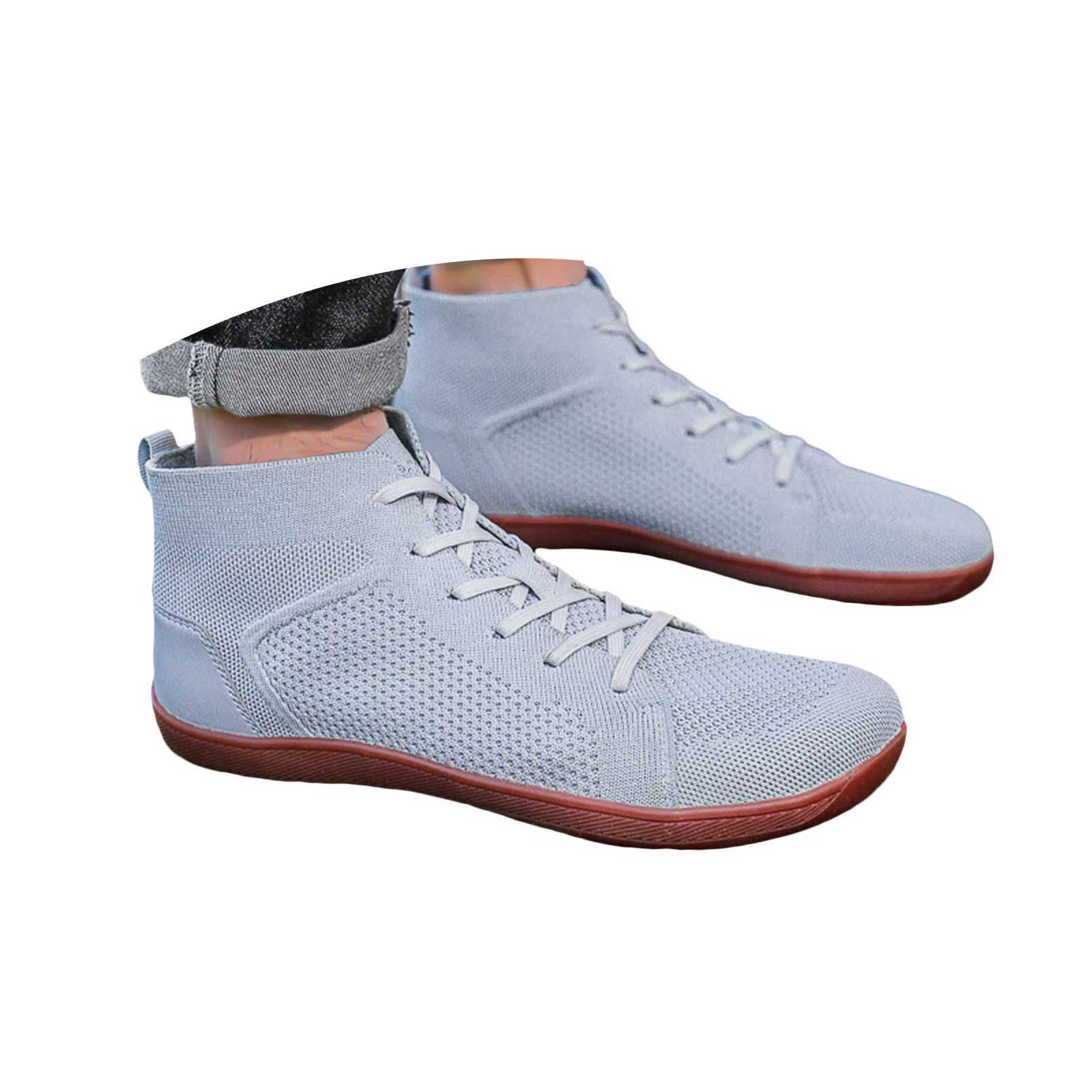 Leozcaa Men's Hi-top Minimalist Barefoot Zero Drop Sole Cushioned Mesh ...