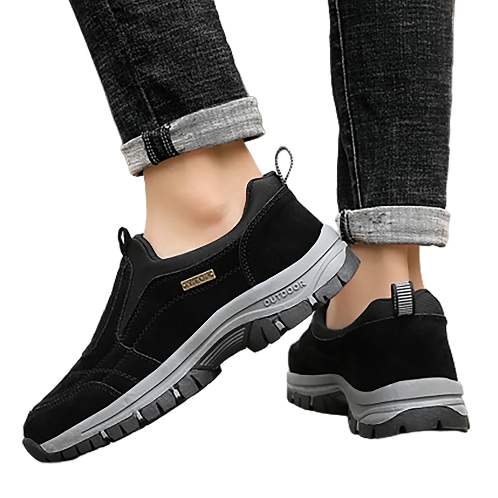 Leozcaa Men's Wide Slip on Shoes Go Walking Hiking Shoes Loafers ...