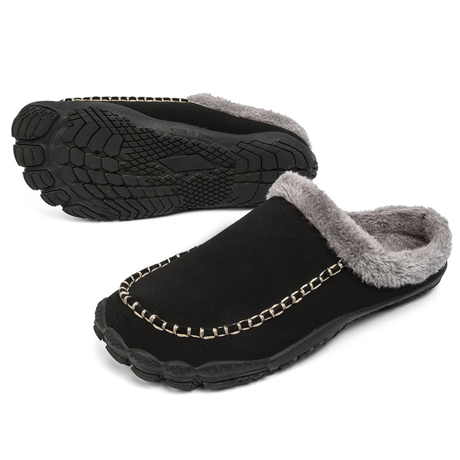 Leozcaa Mens Winter Slipper Indoor Outdoor Breathable Memory Foam Clog ...