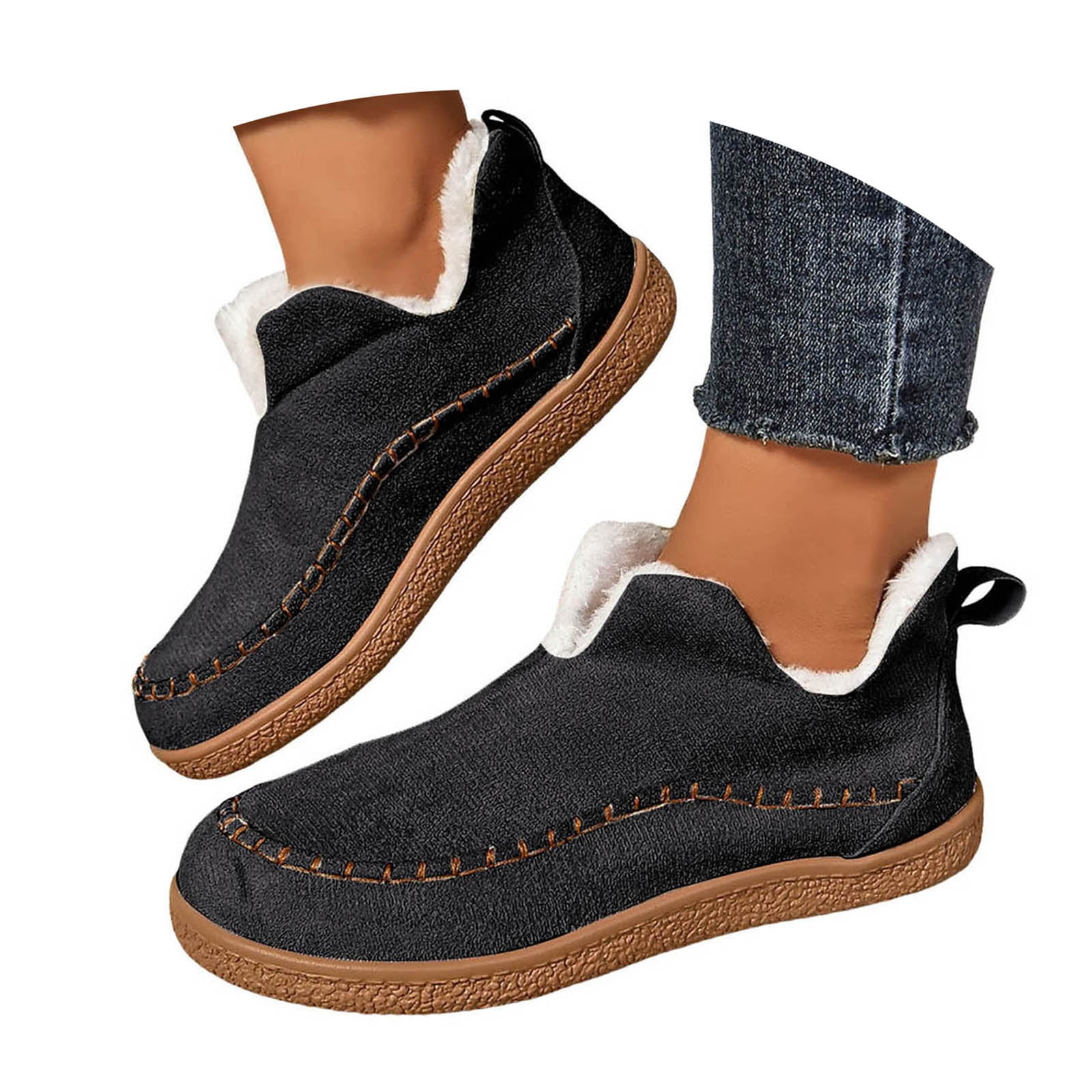Leozcaa Mini Snow Boots for Women Anti-Slip Fleece Lined Ankle Boot ...