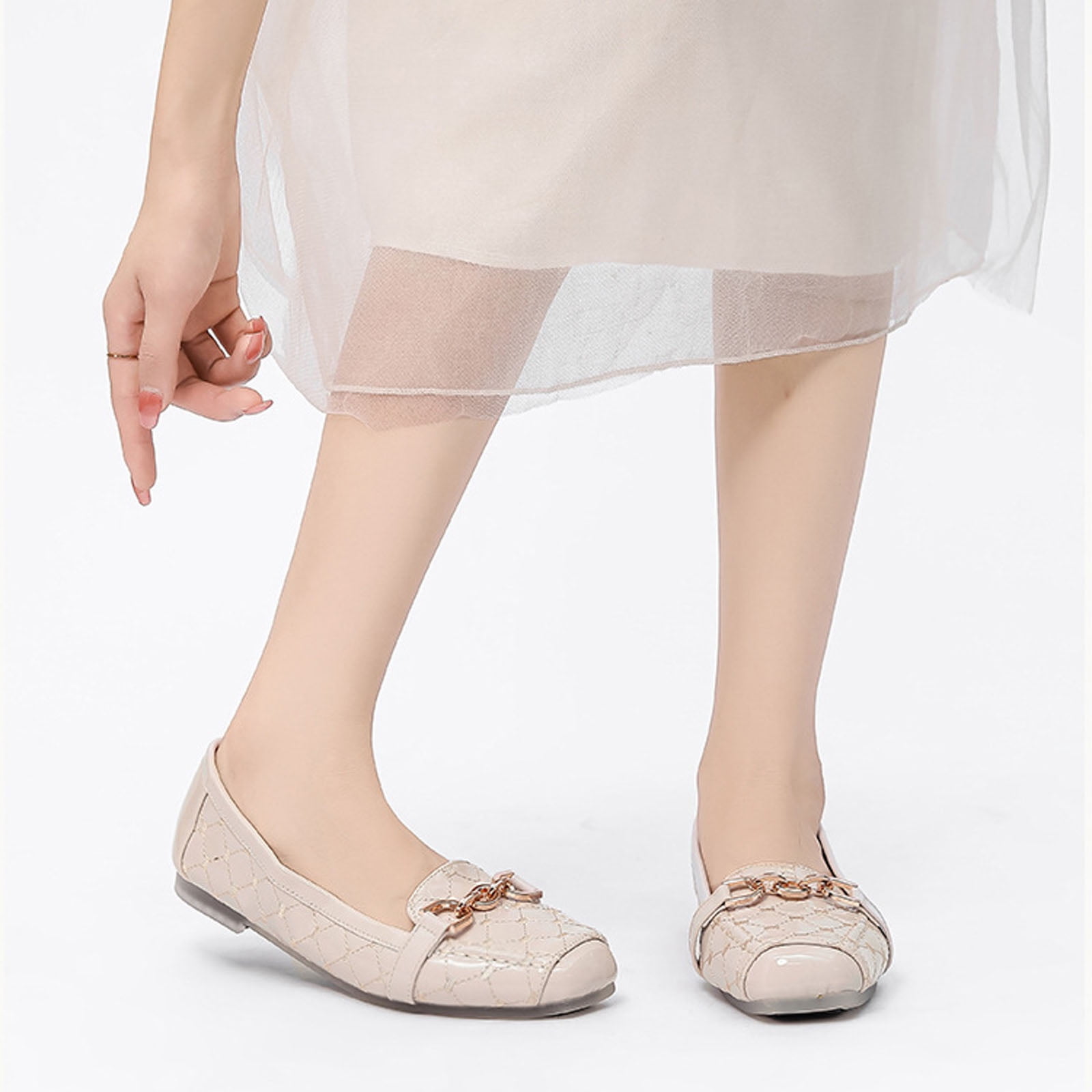 Leozcaa Women Classic Penny Loafers Closed Square Toe Patent Low Heel ...