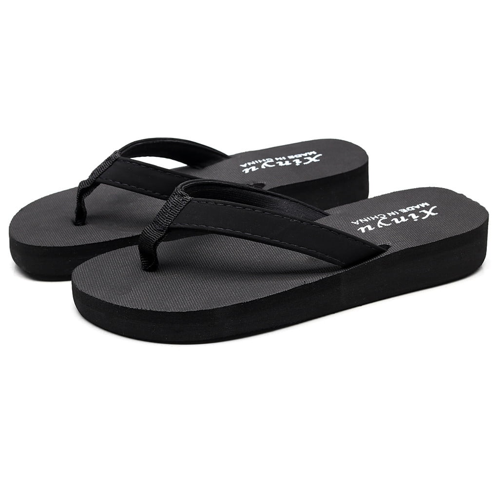 Leozcaa Women's Flop Flip Memory Foam Flat Sandals Thong Printing ...