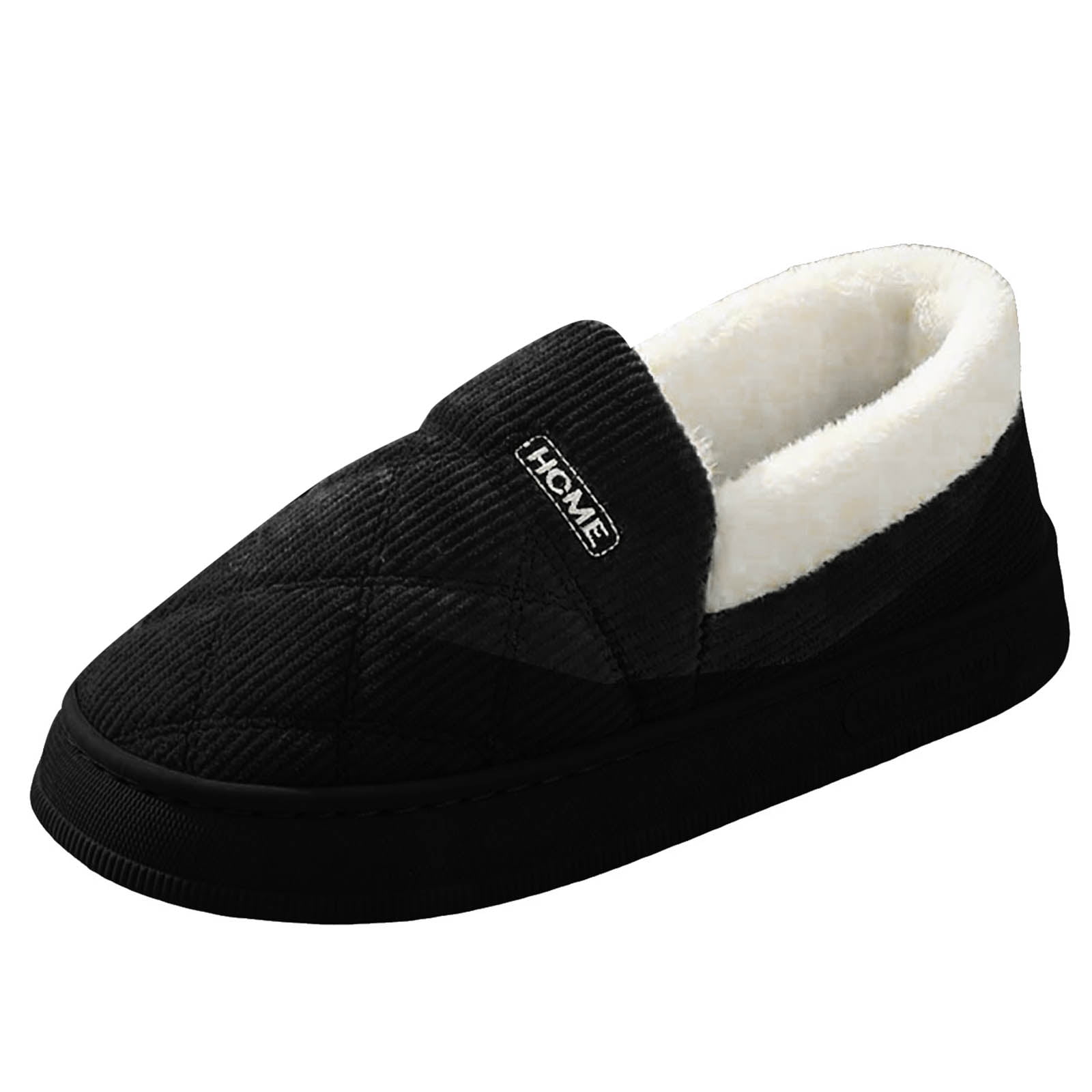 Leozcaa Women's Fuzzy Memory Foam Slippers Closed Back Knit Bedroom ...