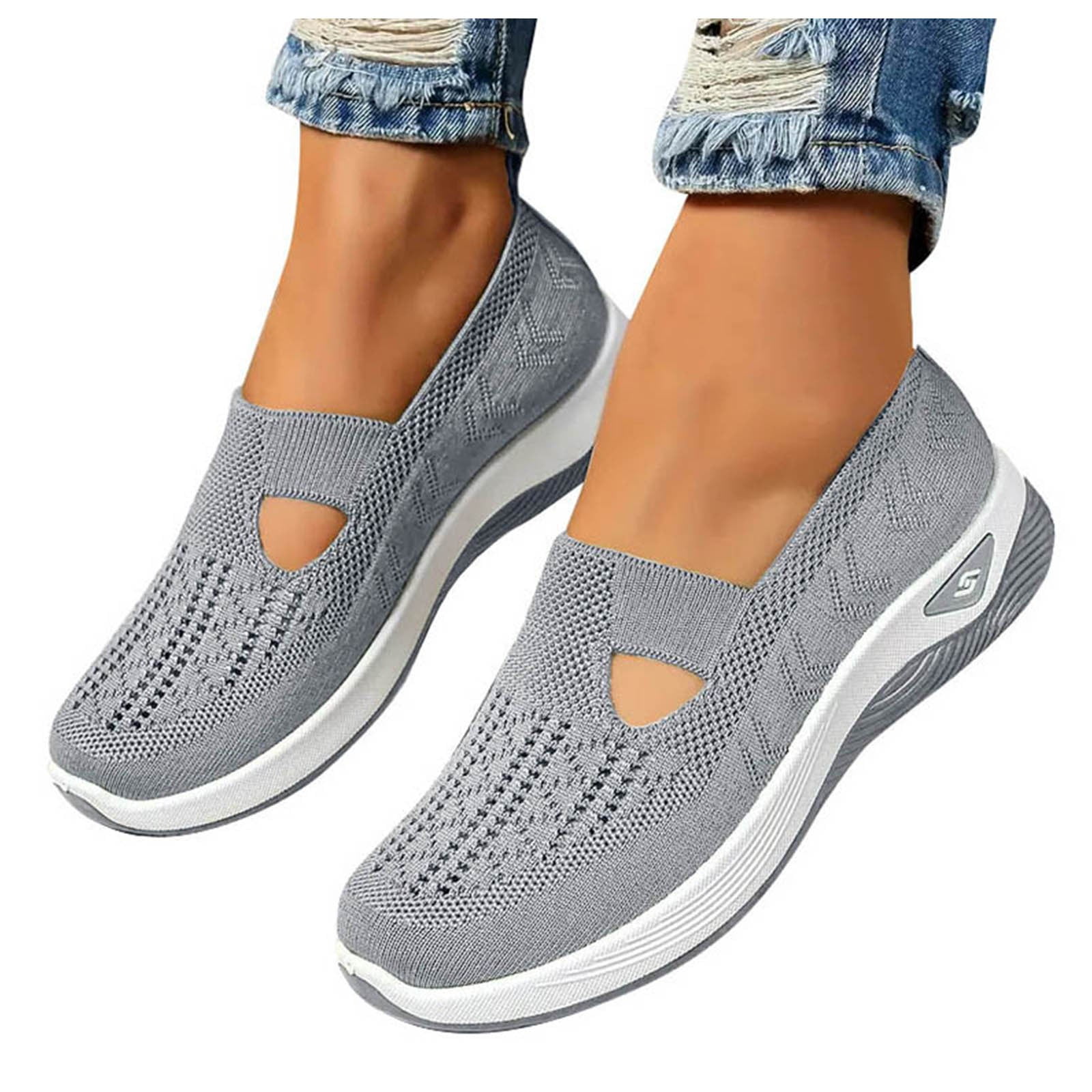 Leozcaa Women's Walking Shoes Mesh Breathable Lightweight Fashion ...