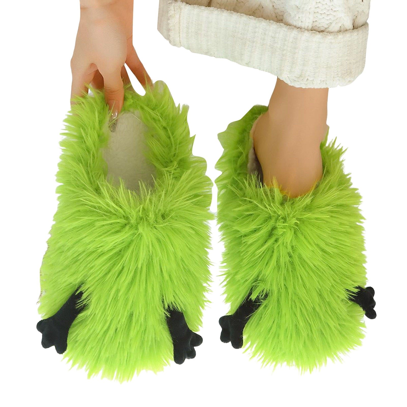 Leozcaa Womens Fluffy Faux Duck Slides Furry Soft Plush House Slippers ...